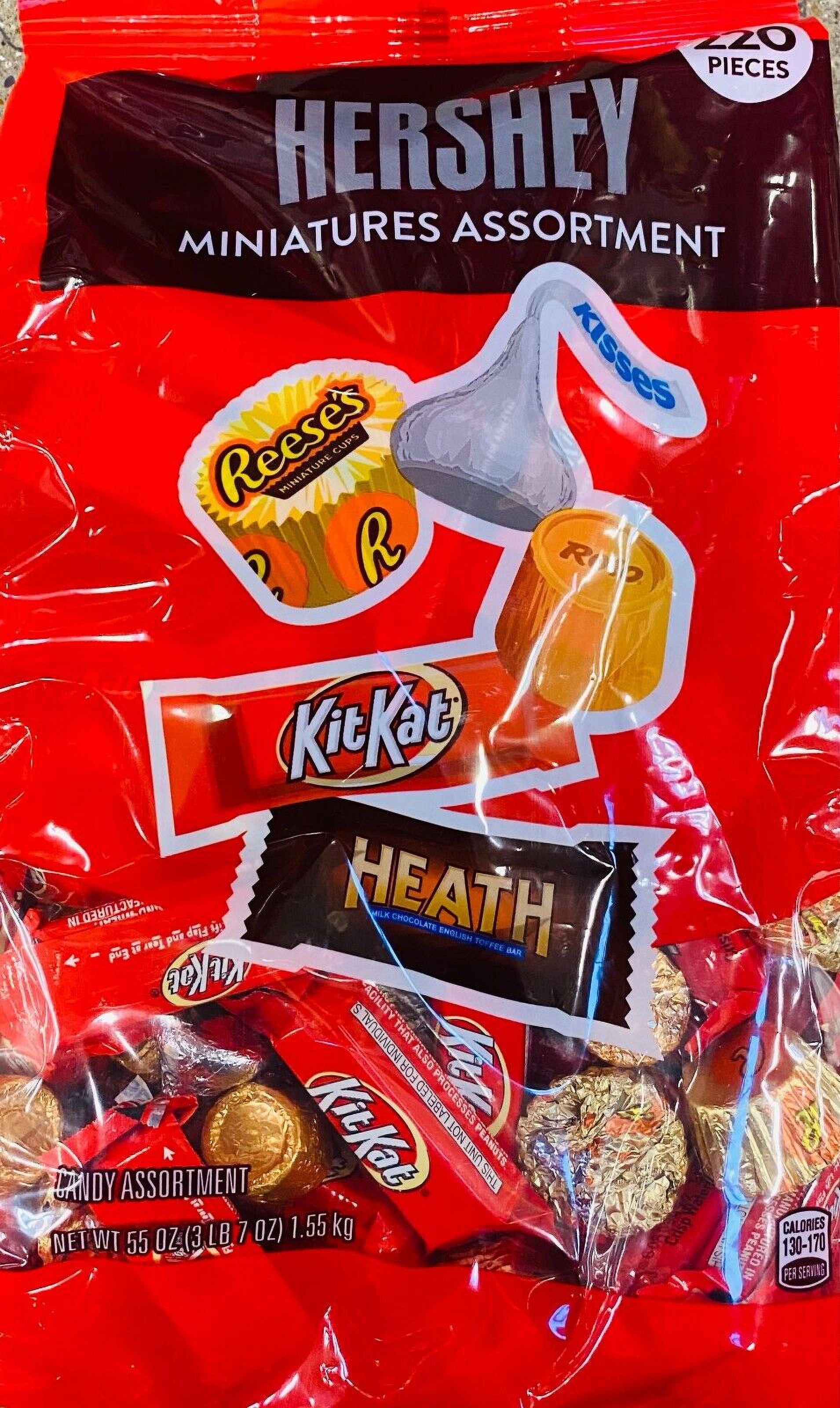 Hershey Chocolate Miniatures Assortment Candy Bulk Bag 55oz Reeses Kit ...