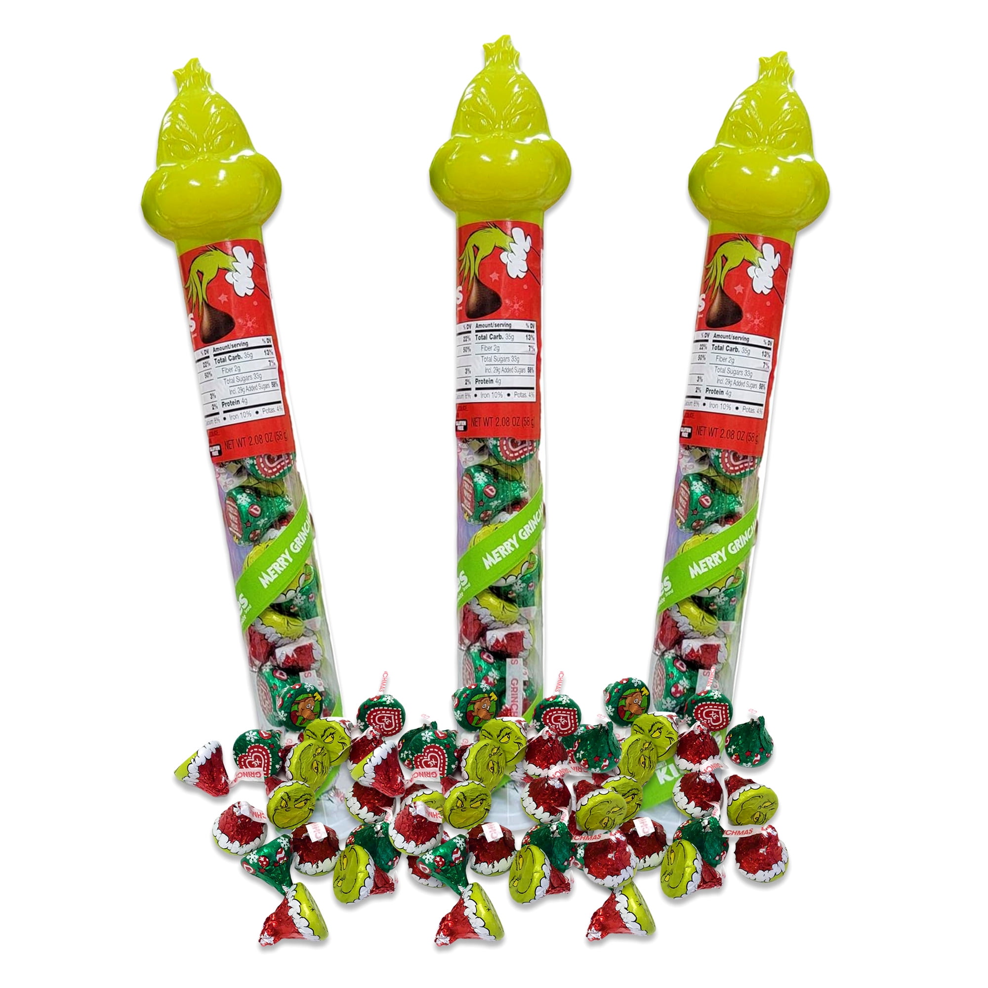 Hershey Kisses Grinch Candy Cane Tube Pack of 3 - Walmart.com