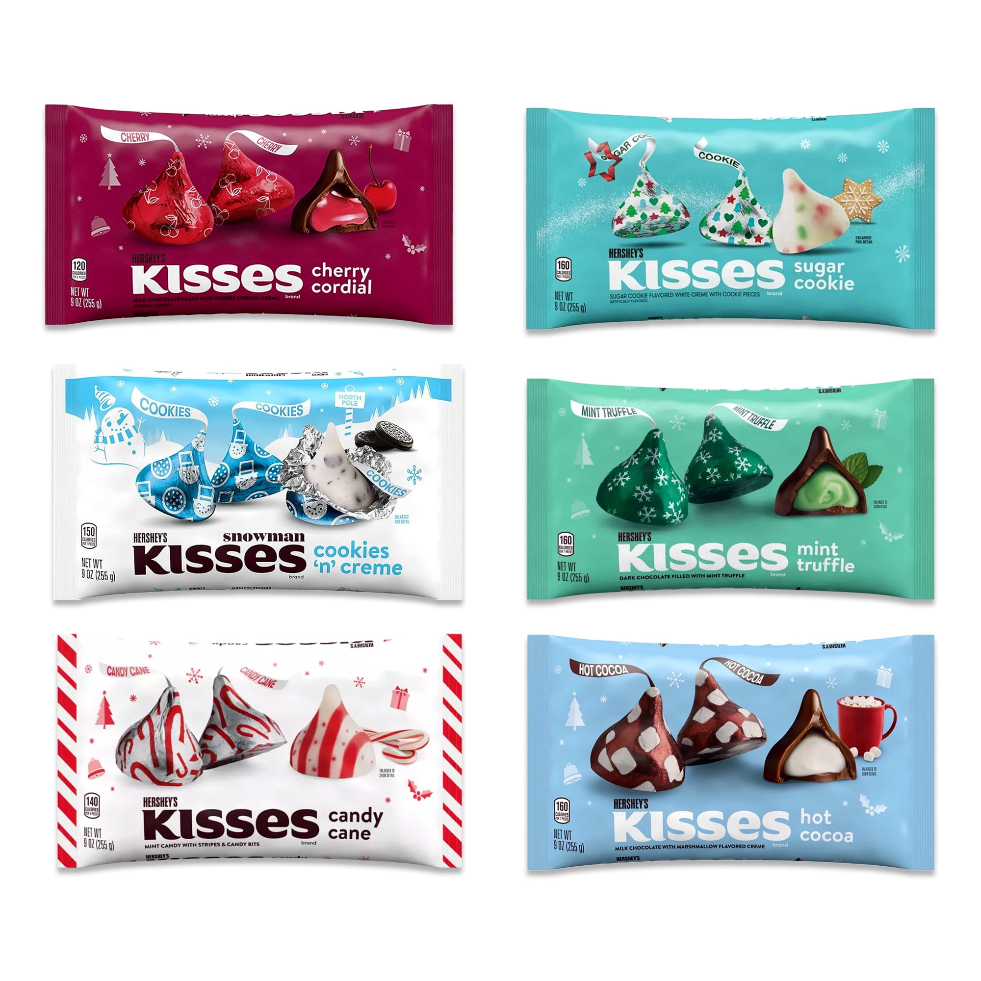 Hershey Kisses Holiday Variety Pack of 6 Christmas Flavors - Walmart.com