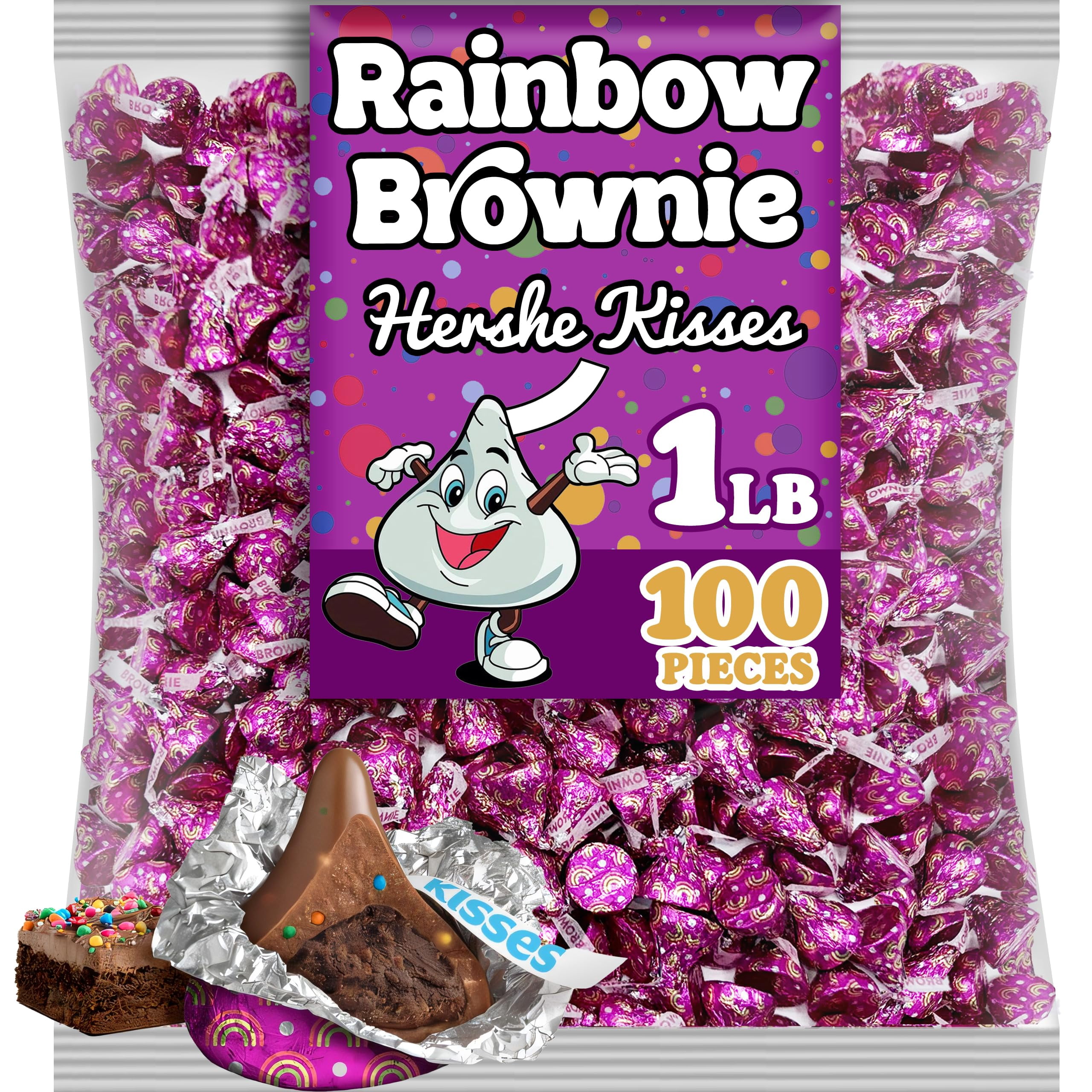 Hershey Kisses Rainbow Brownie DMF15 Candy, Bulk 1 Kisses filled With ...