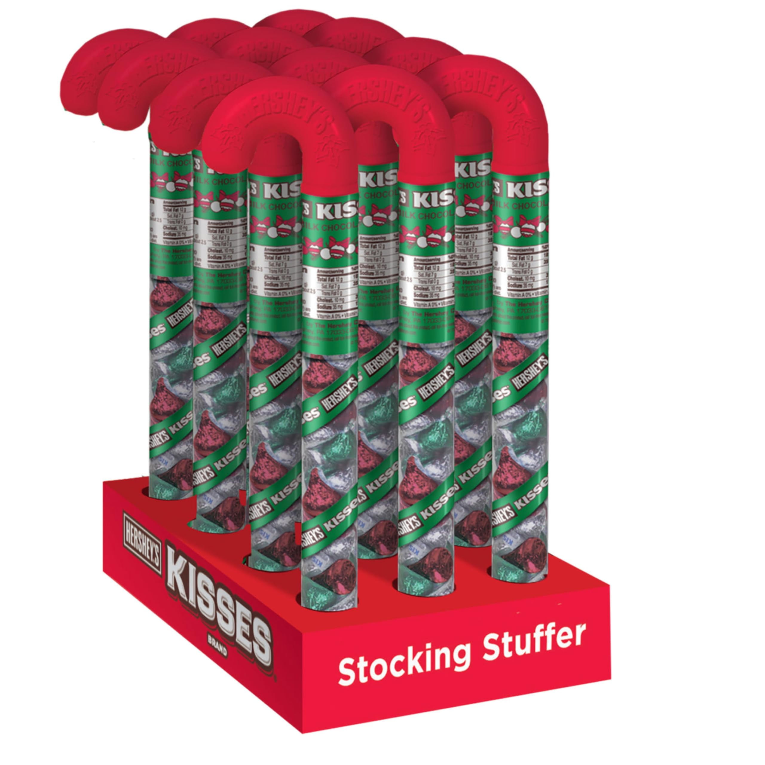Hershey,S Kisses Milk Chocolate, Christmas Candy Plastic Cane, 2.24 Oz ...