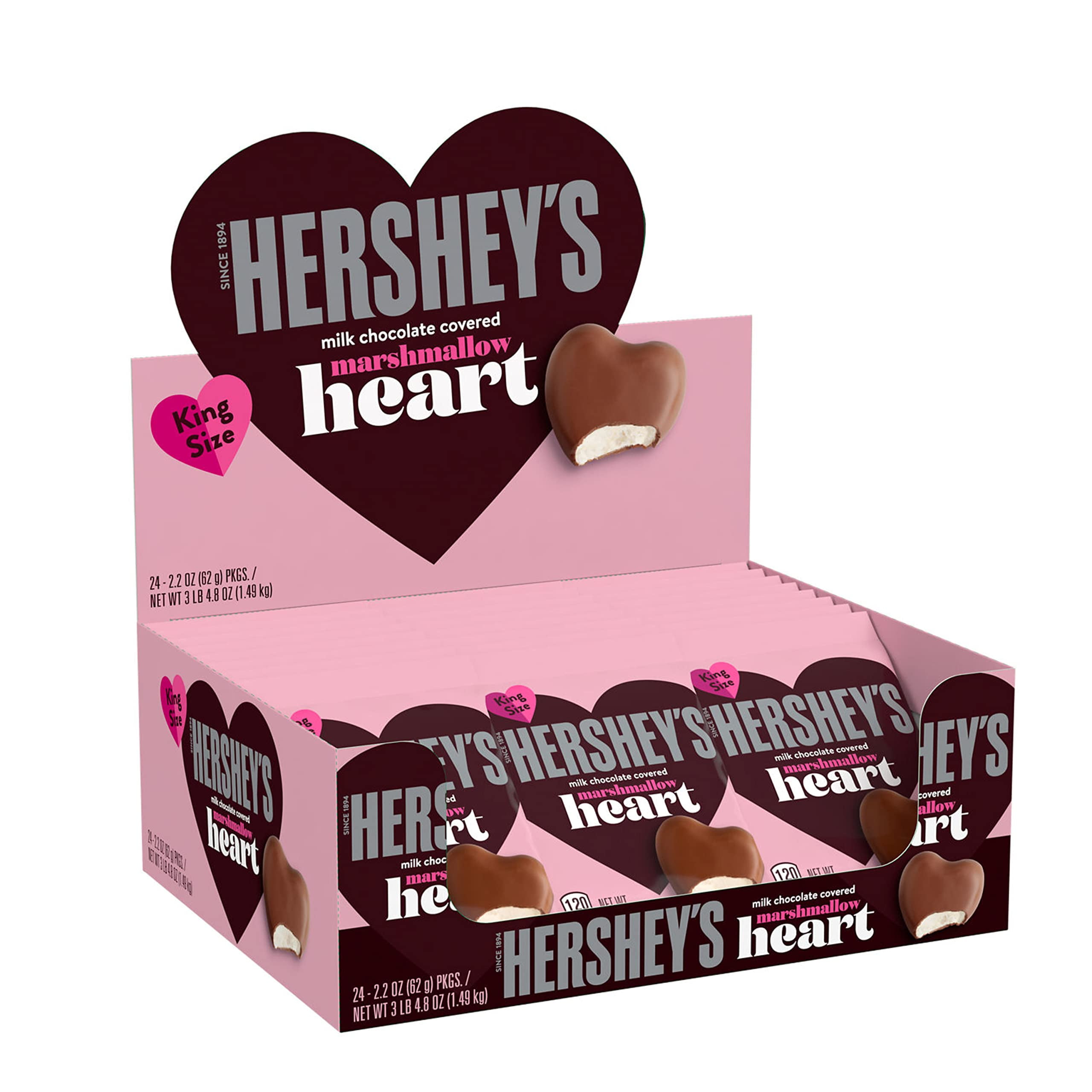 Hershey,S Milk Chocolate Covered Marshmallow Heart, Valentine,S Day ...
