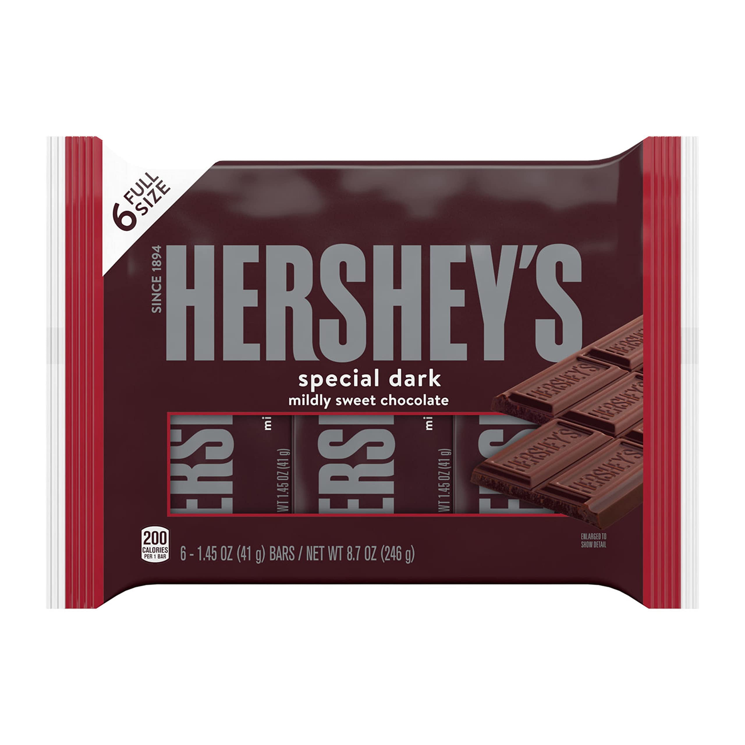 Hershey,S Special Dark Mildly Sweet Chocolate Candy Bars, 1.45 Oz (6 ...