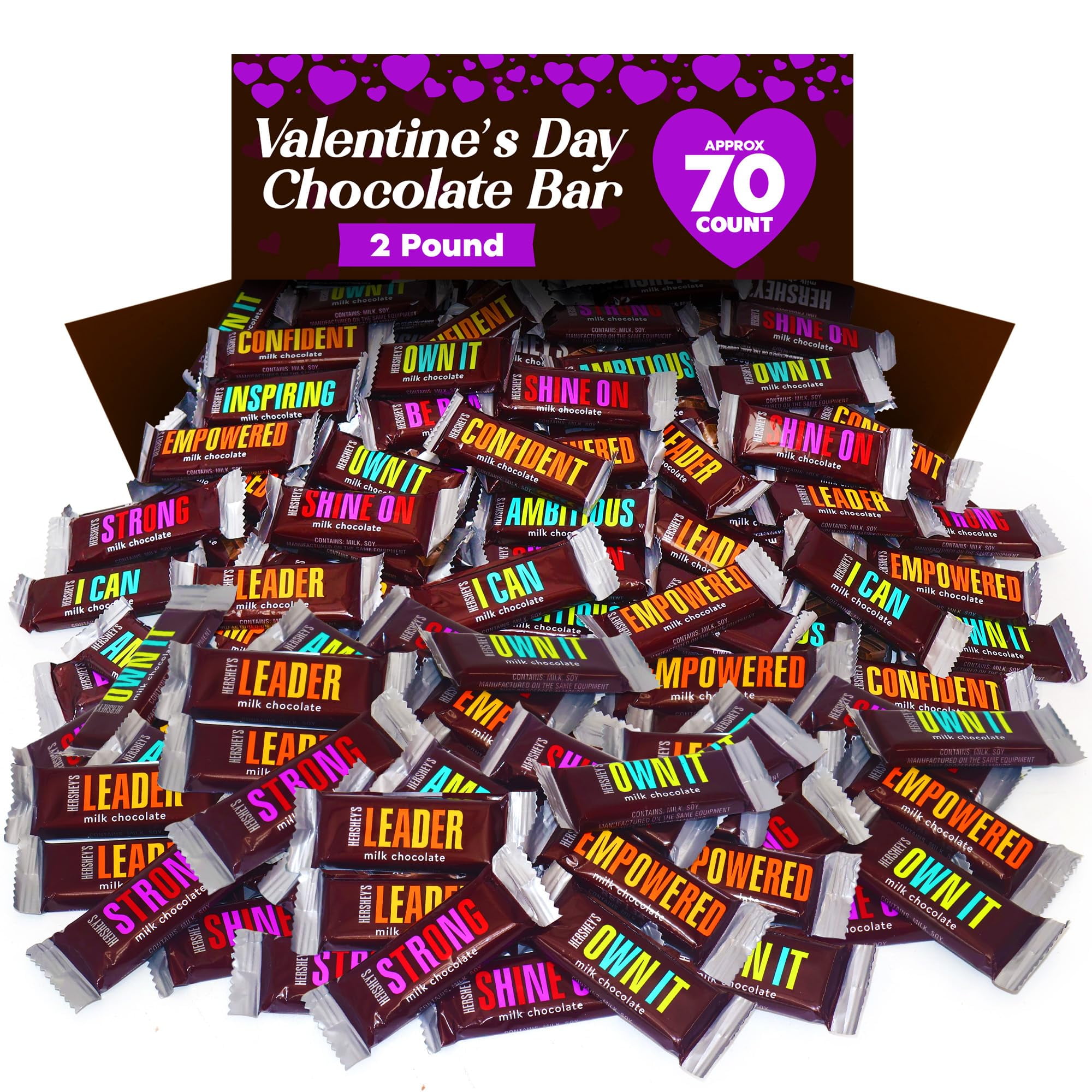 Hershey Valentine'S Conversation Chocolate Snack Size Bars Bulk Bag- 2 ...