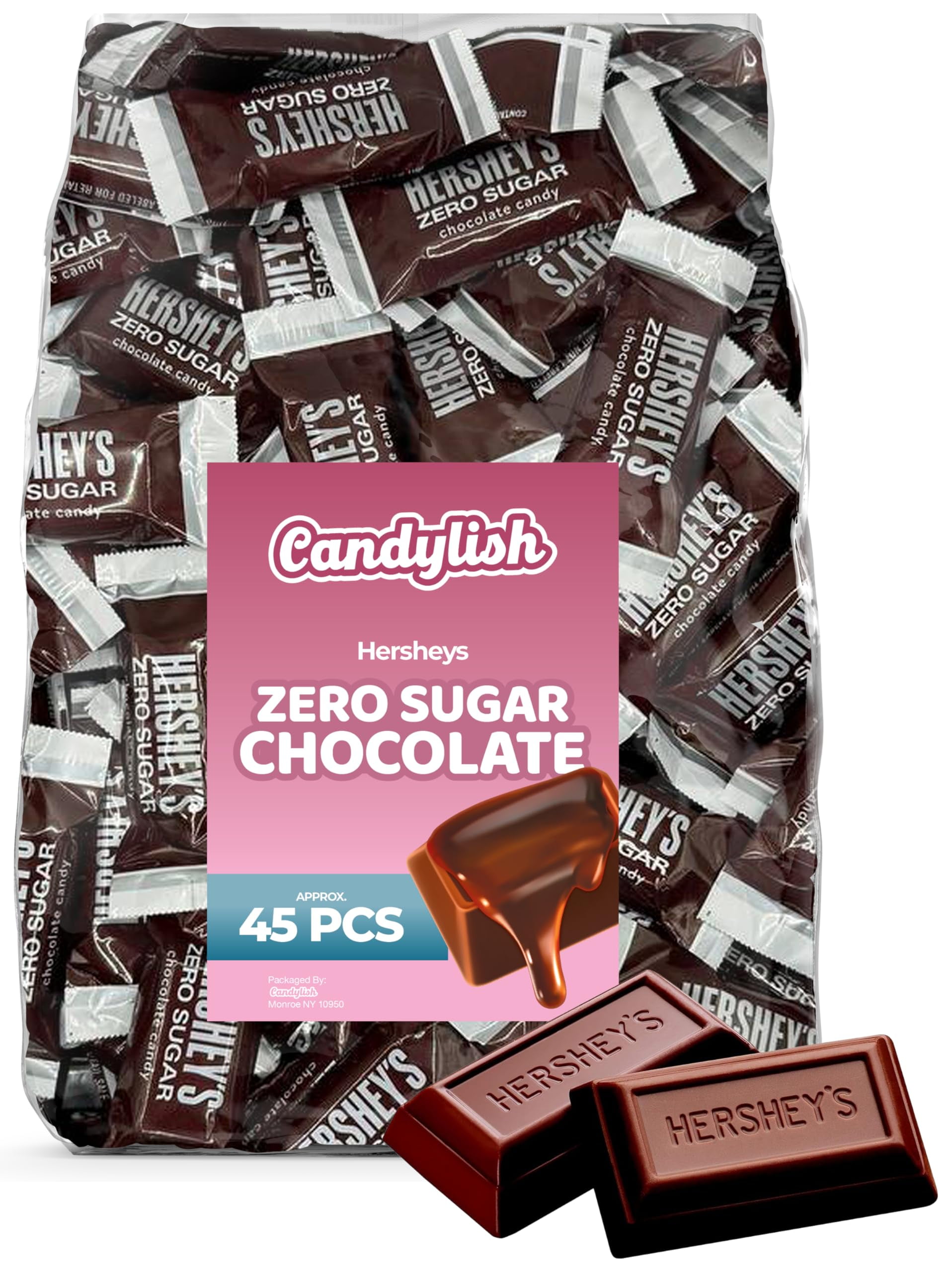 Hershey Zero Sugar Milk Chocolate HYZ01 Candy Bars - Approx. 45 Pieces ...