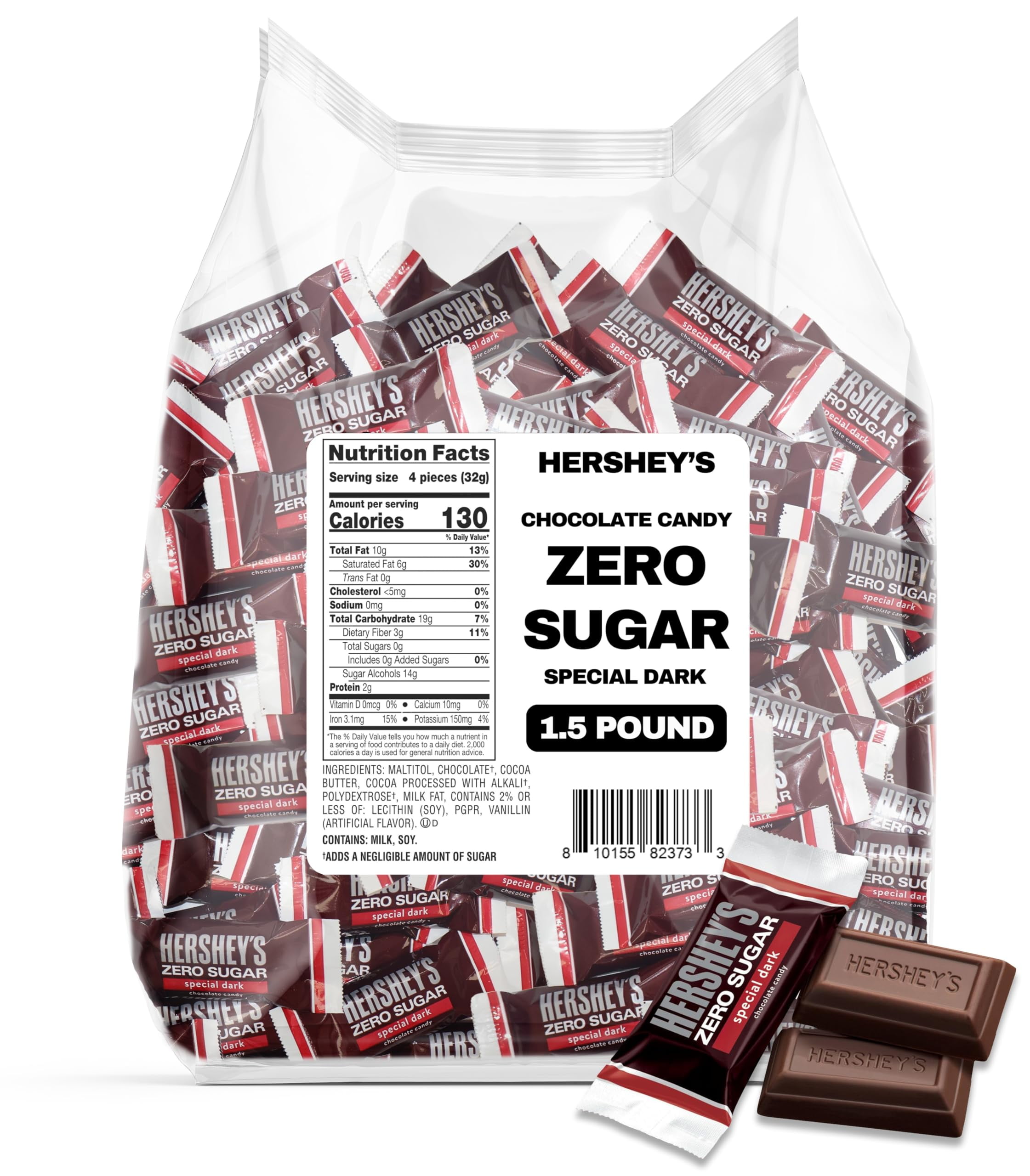 Hershey Zero Sugar Special STF9 Dark Chocolate Candy Bars - 1.5lb Sugar Free Candy Individually ...