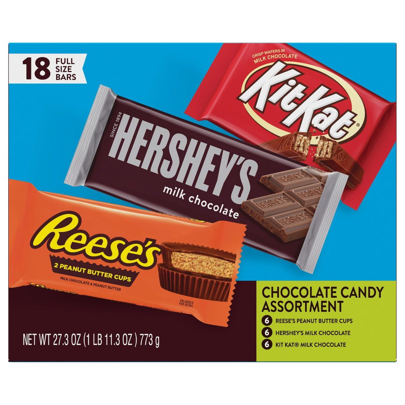 Hershey's Assorted Full Size Chocolate Candy Bars - Variety Pack - 18 ...