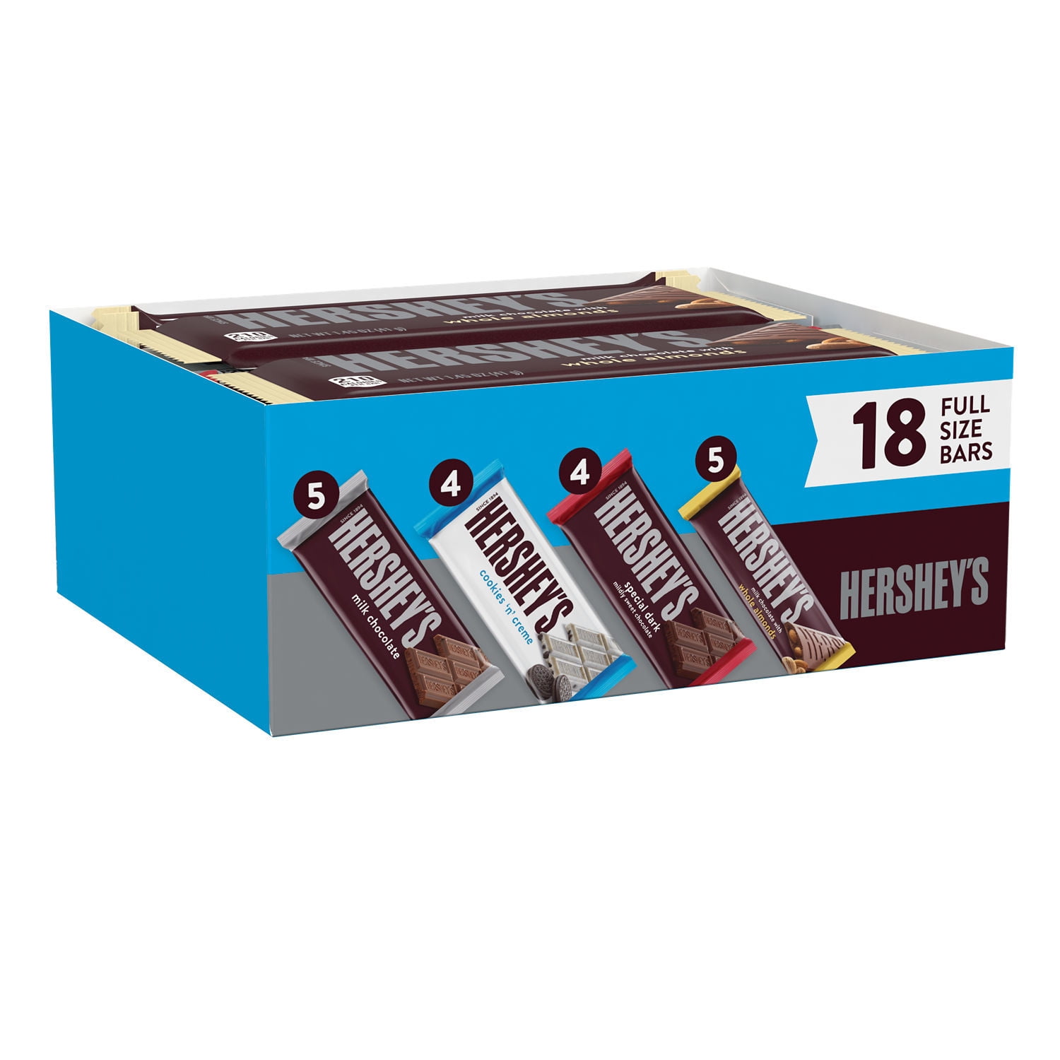 Hershey's Assorted 18 Chocolate Bars Box, Milk Chocolate, Dark ...