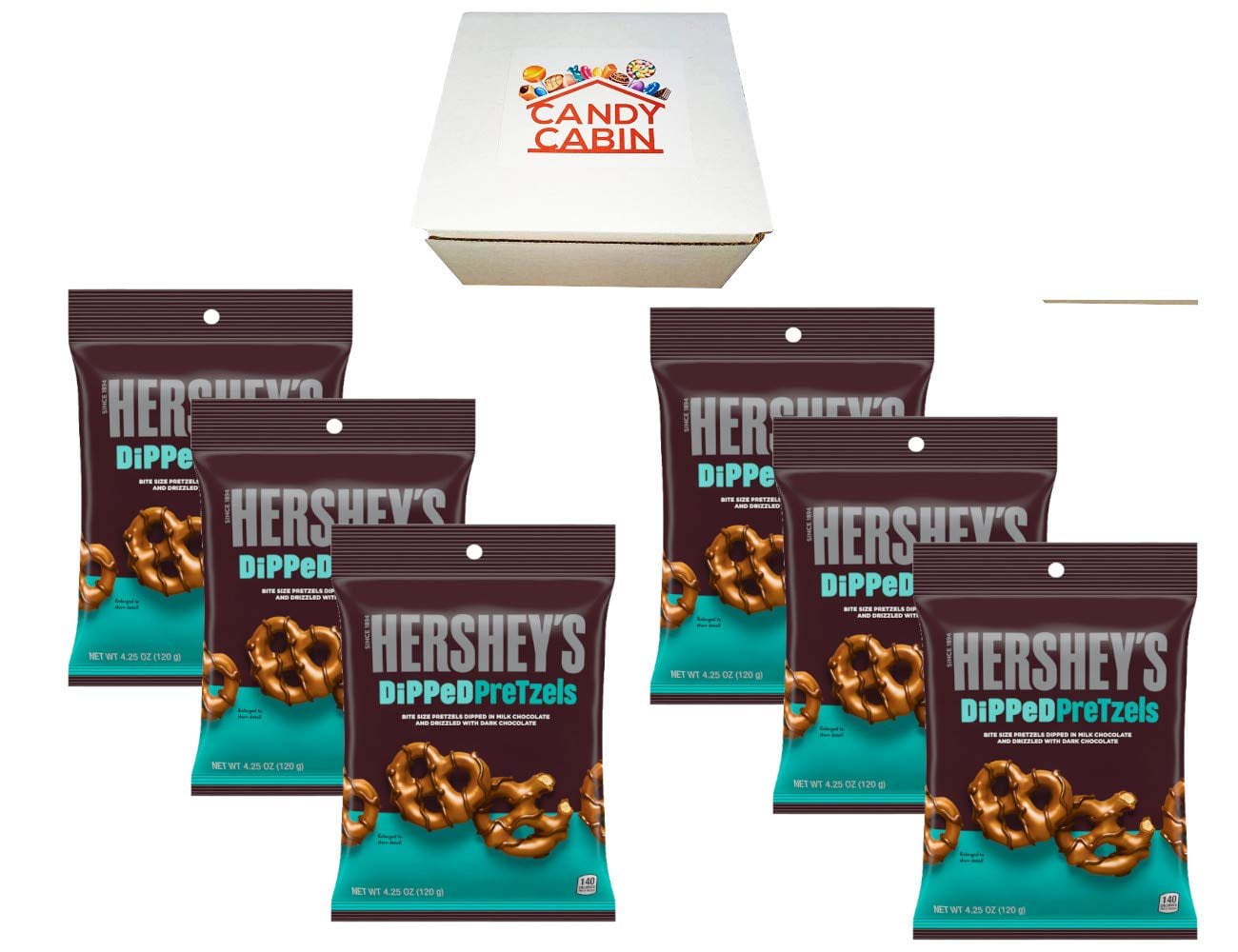 Hershey's Dipped Pretzels, Box by CANDY CABIN Original, 6 Pack ...