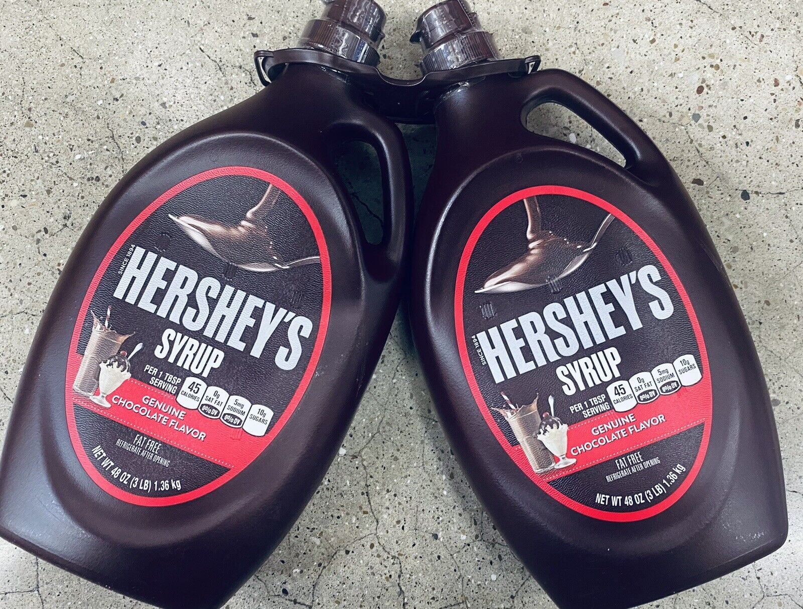 Hershey's Genuine Chocolate Syrup 48 Oz Bottle - FAT FREE - 2 PACK ...
