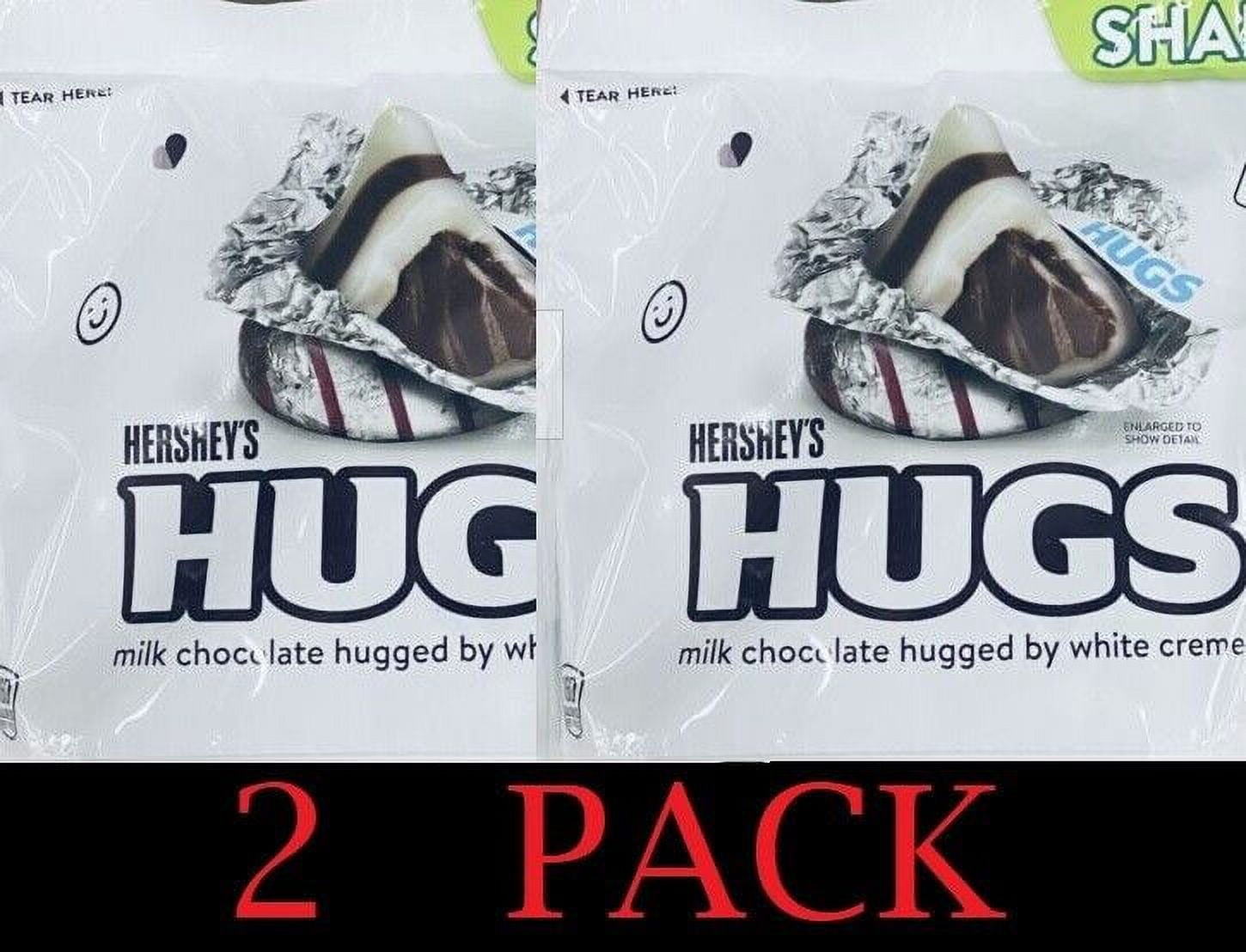 Hershey's HUGS Milk Chocolate Hugged by White Creme Candy SHARE PACK 10 ...