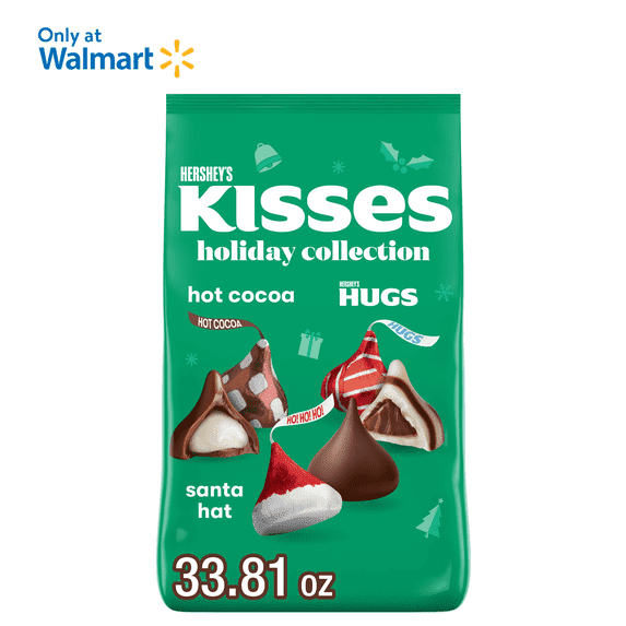 Hershey's Hugs & Kisses Assorted Flavored Christmas Candy, Bulk Bag 33. ...