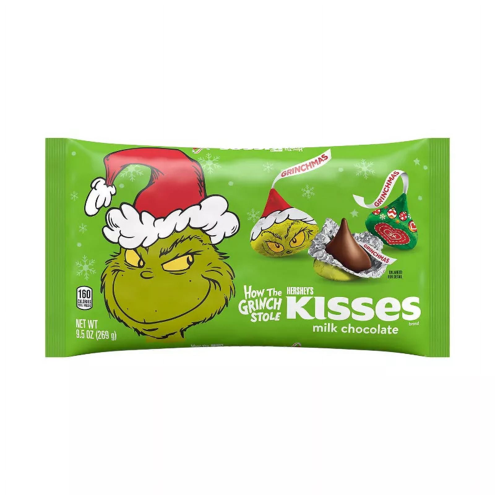 Hershey's Kisses Christmas Grinch Milk Chocolate Candy - 9.5oz ...