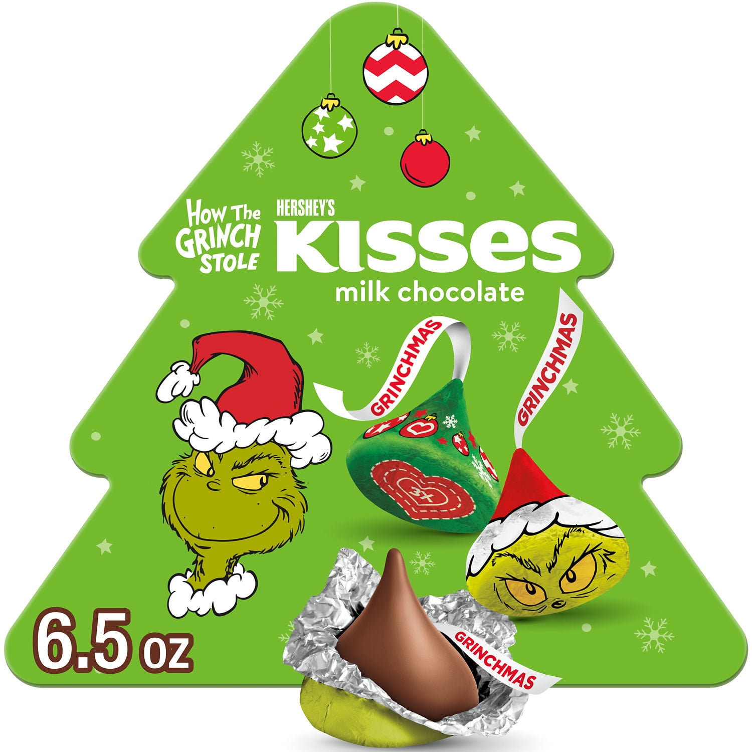 Hershey's Kisses Grinch Milk Chocolate Christmas Candy, Gift Box 6.5 oz ...