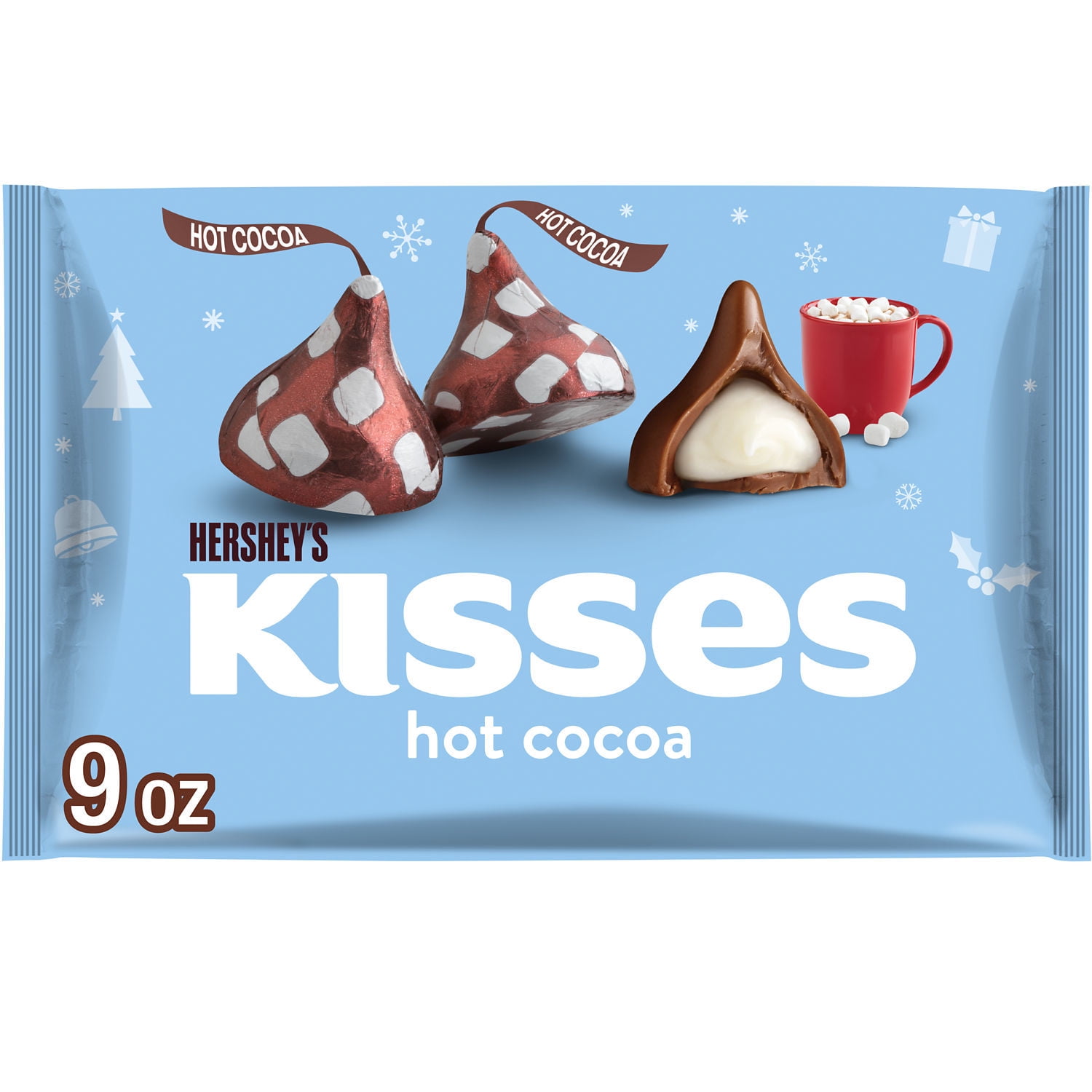 Hershey's Kisses Hot Cocoa Flavored 9 oz Milk Chocolate Christmas Candy - Walmart.com