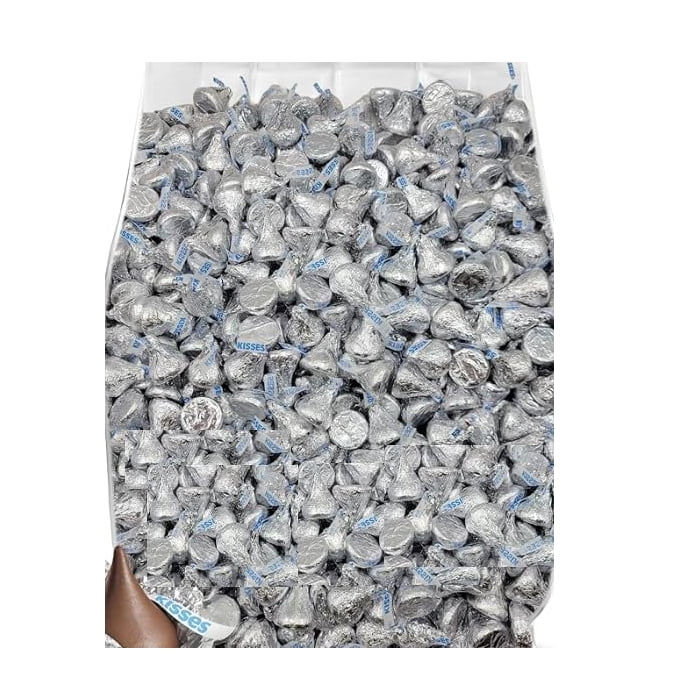 Hershey's Kisses Milk Chocolate Candy Silver Wrapped Bulk Pack 300 ...