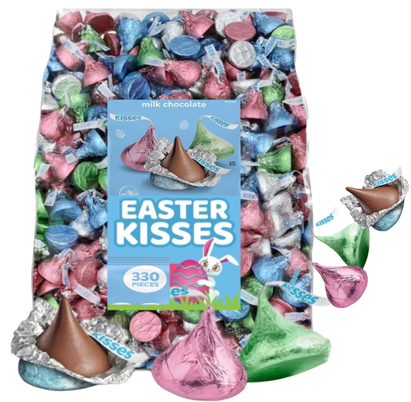Hershey's Kisses Milk Chocolate Easter Candy, 330 Pieces, 1.5 lbs ...