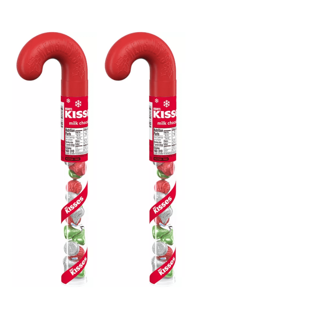 Hershey's Kisses Milk Chocolate Filled Plastic Cane Christmas Candy ...