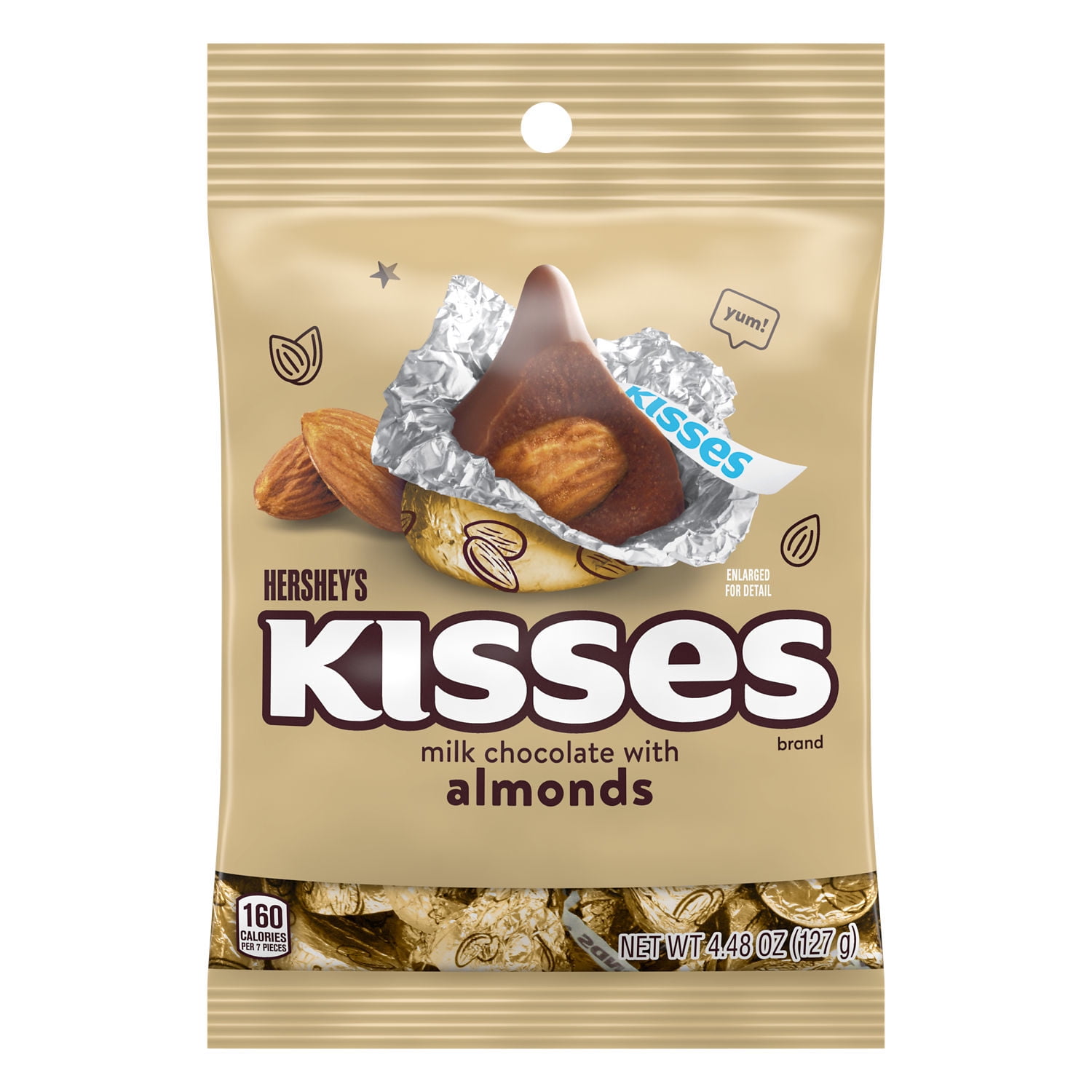 Hershey's Kisses Milk Chocolate with Almonds Candy, Bag 4.48 oz ...