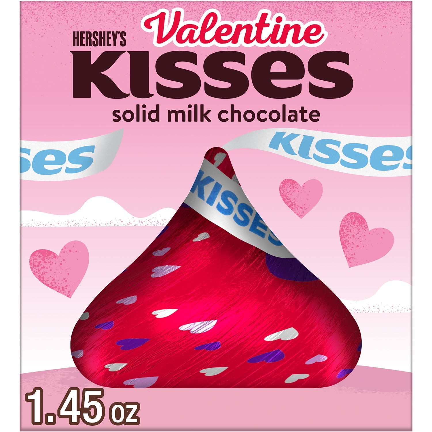 HERSHEY'S KISSES Solid Milk Chocolate, Valentine's Candy Gift Box, 1.45 ...