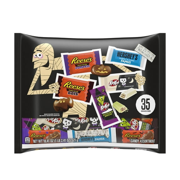Hershey's, Kit Kat And Reese's Assorted Flavored Snack Size Halloween Candy, Bag 18.41 oz, 35 ...
