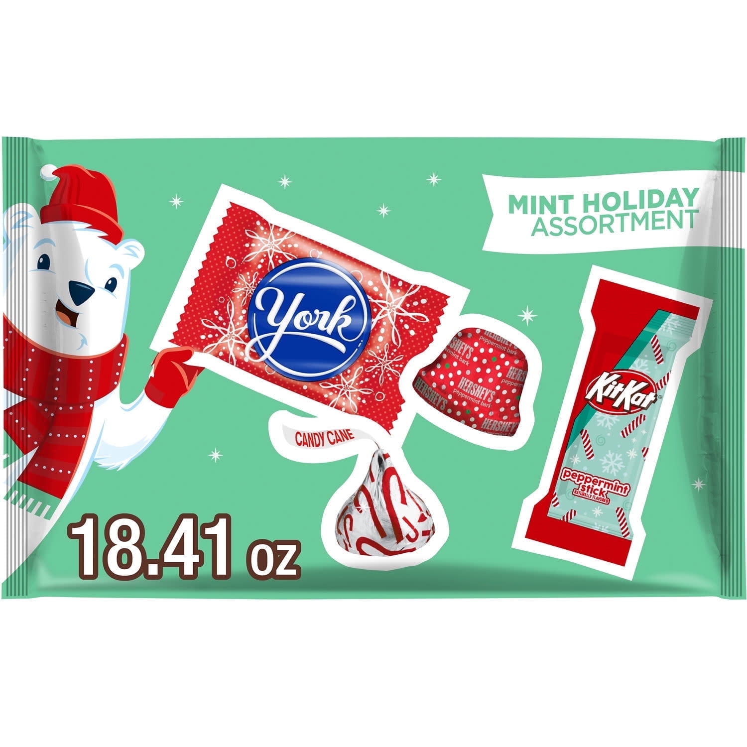 Hershey's, Kit Kat and York Assorted Mint Flavored Christmas Candy, Variety Bag 18.41 oz ...