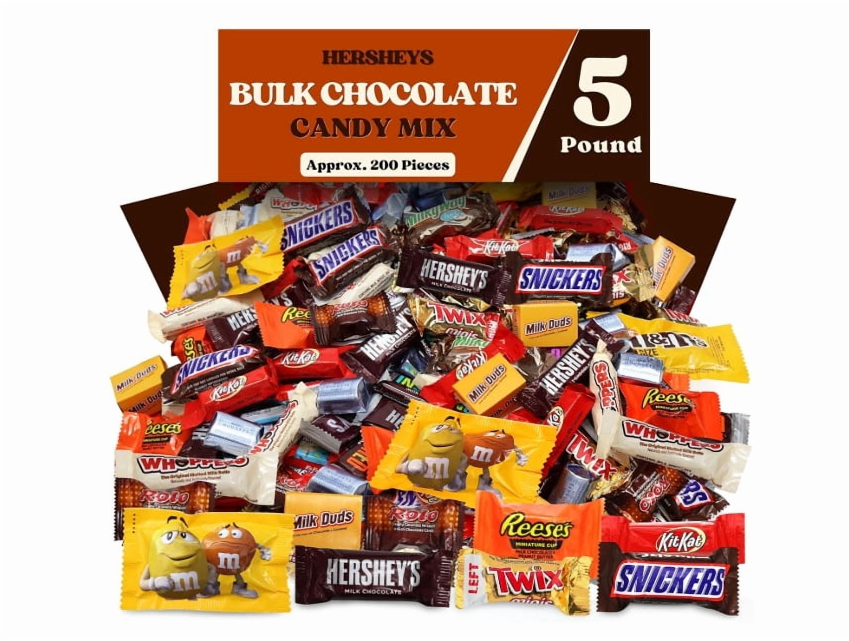 Hershey's Milk Chocolate Candy, Bulk 5lb Variety Pack, Individually ...