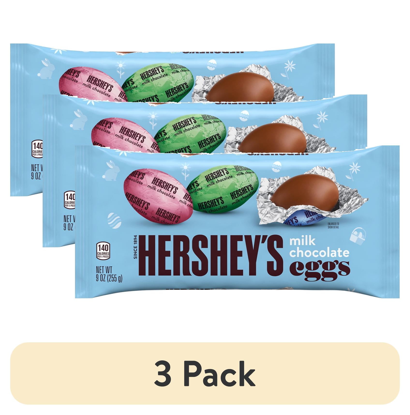 (3 pack) Hershey's Milk Chocolate Eggs Easter Candy, Bag 9 oz - Walmart.com