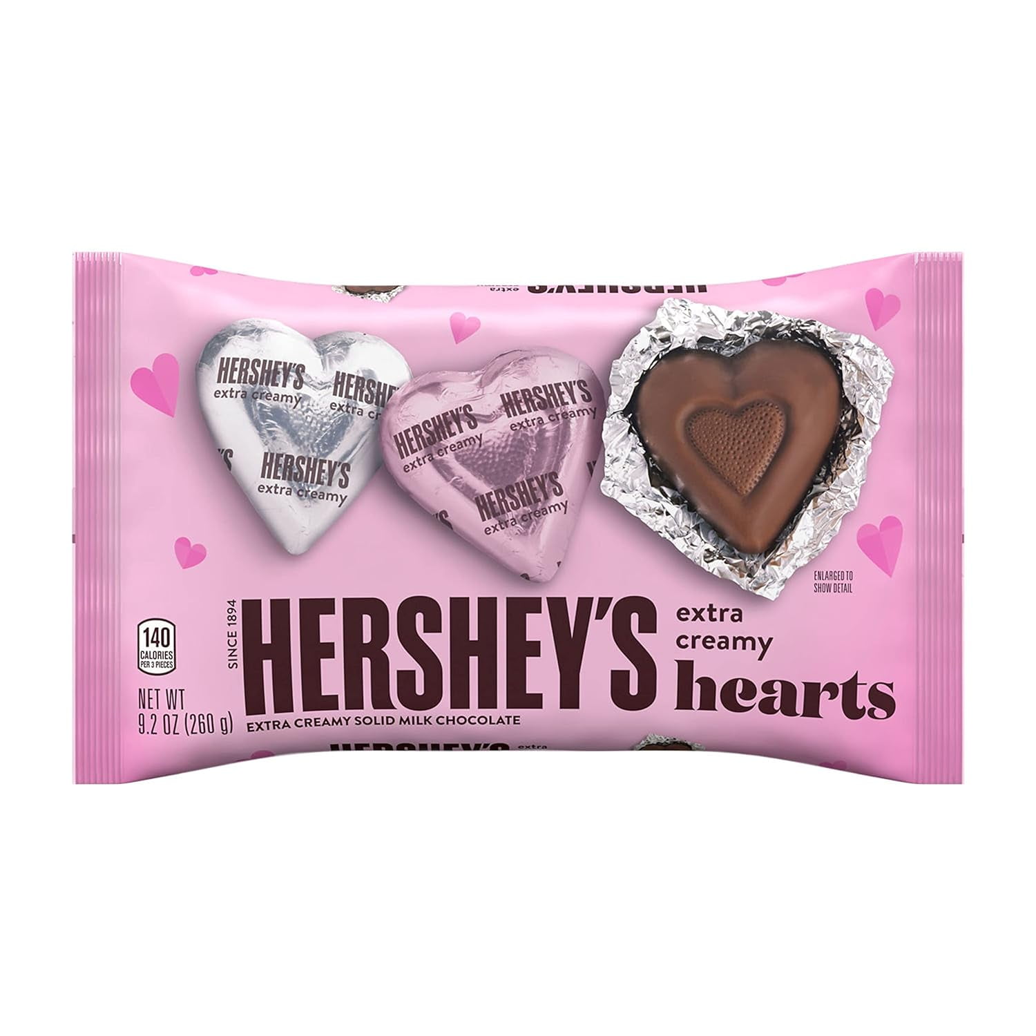 V Hersheys Extra Creamy Milk Chocolate Hearts Laydown Bag