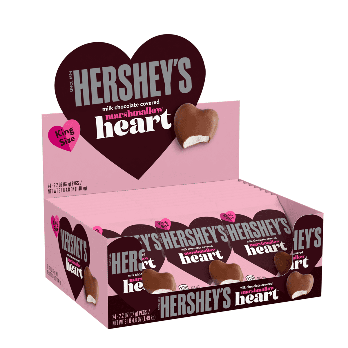 Hershey's Valentine's Day Chocolate Covered Marshmallow Hearts (24 ...