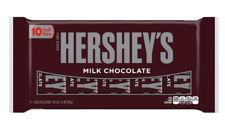Hershey's Milk Chocolate, One Size, 10 Count, 15.5 oz. Candy and ...