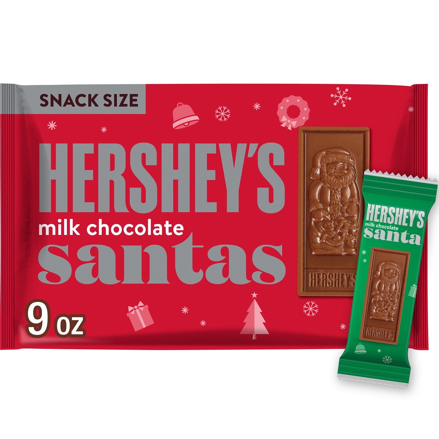 (1PACK) Hershey's Milk Chocolate Snack Size Santas Christmas Candy ...
