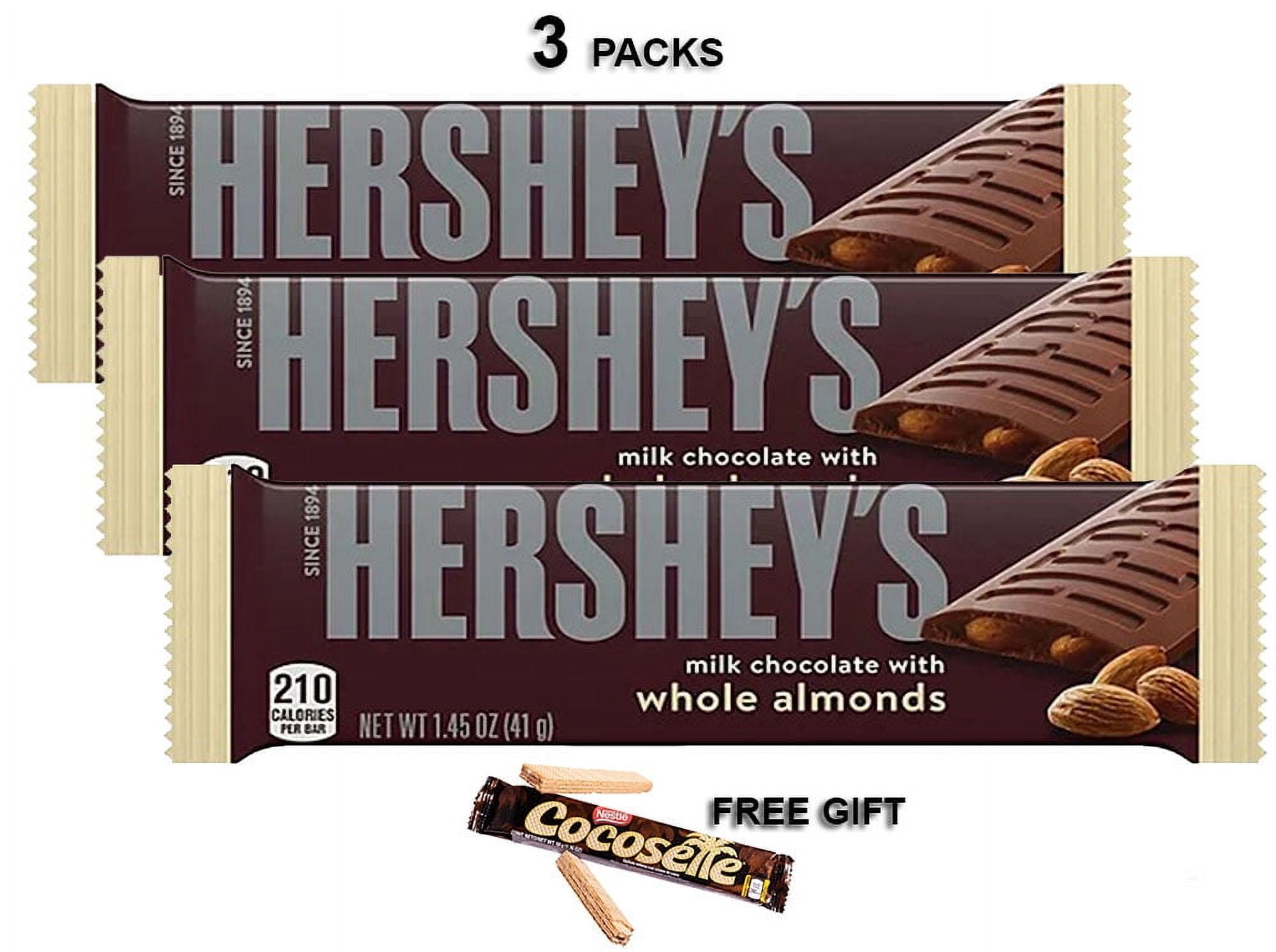 Hershey's Milk Chocolate-Whole Almonds Candy, 1.45 oz (3 Bars) - Winrock Store Offer - Walmart.com
