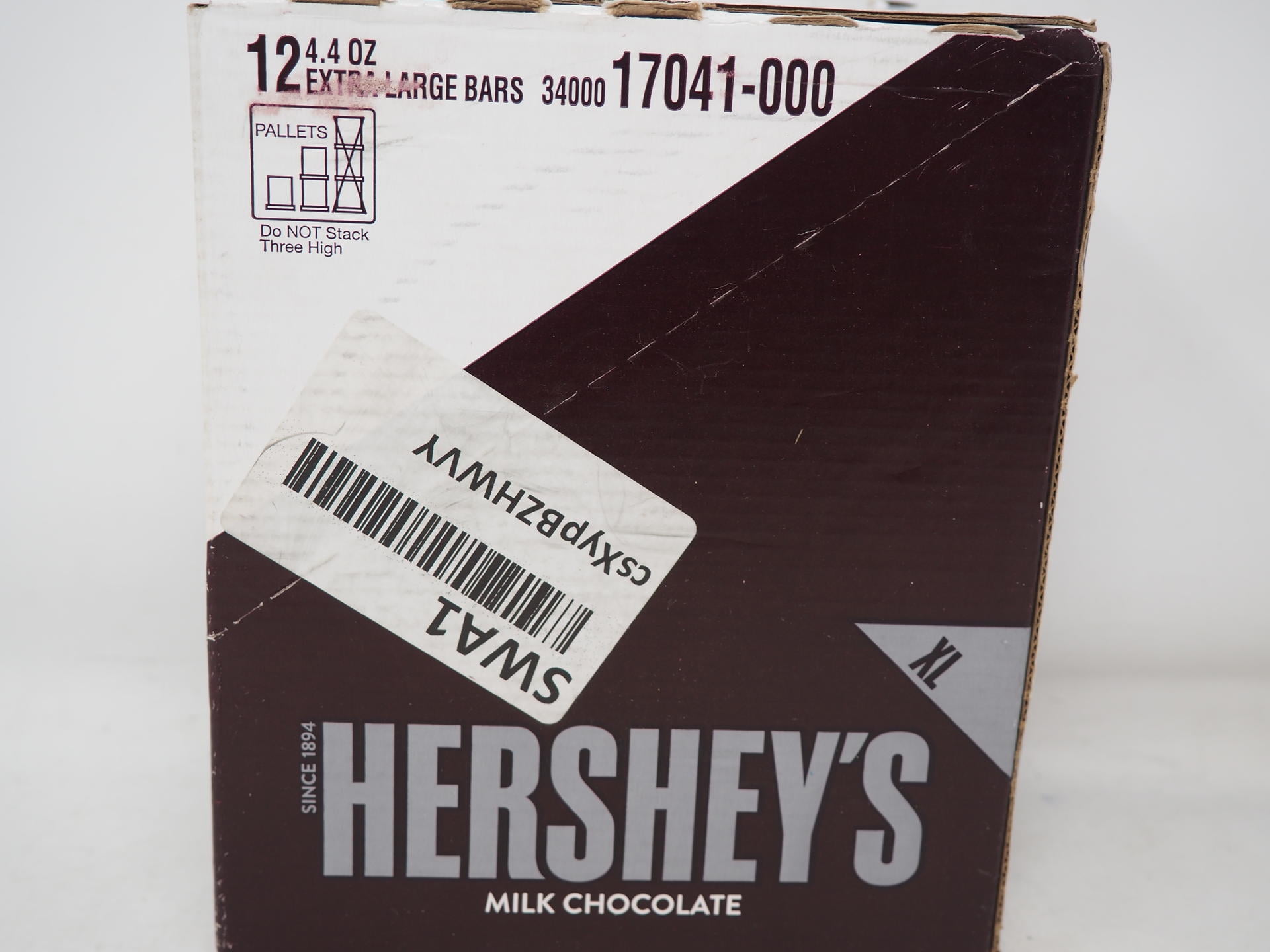Hershey's Milk Chocolate XL Candy Bar, Extra Large, 4.4 oz, Pack of 12 ...