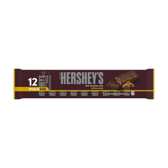 Hershey's Milk Chocolate Snack Size Candy, Bars .45 oz, 12 Count pack ...