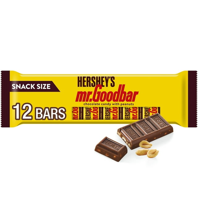 Hershey's Mr. Goodbar Chocolate with Peanuts Snack Size Candy, Bars 0.45 oz,12 Count - Walmart.com