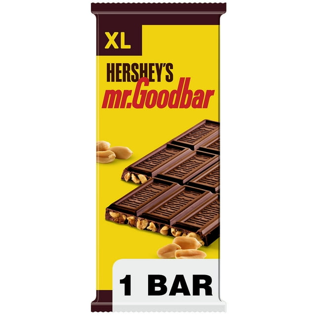 Hershey's Mr. Goodbar Chocolate with Peanuts XL Candy, Bar 4.4 oz, 16 ...