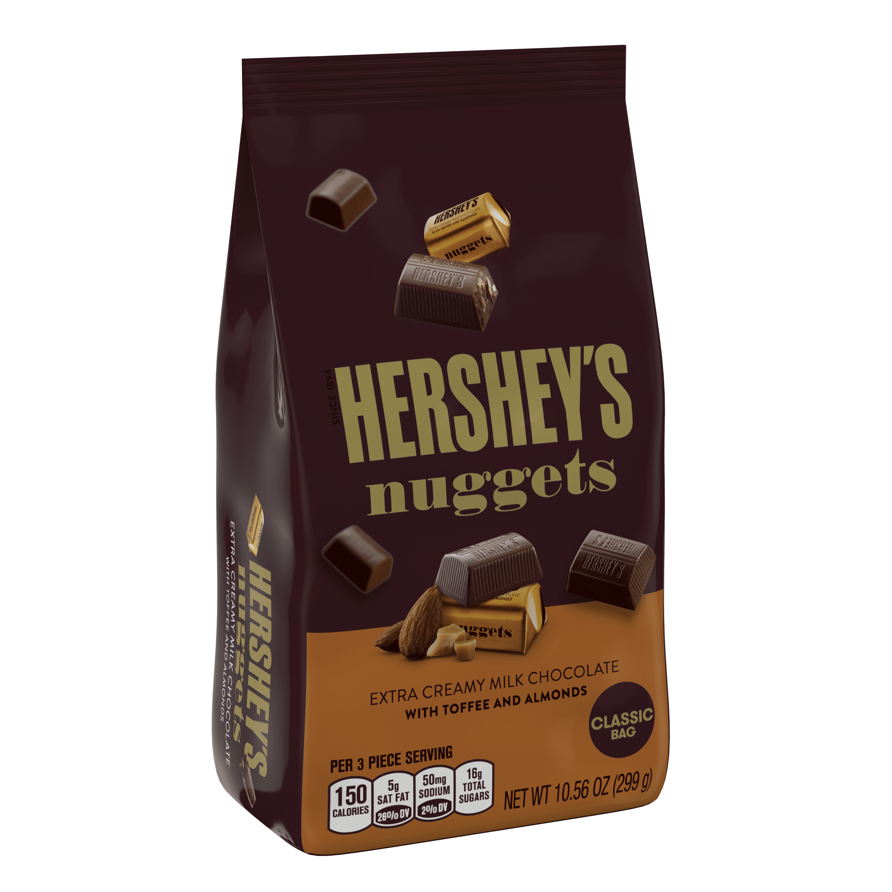 Hershey's Nuggets Extra Creamy Milk Chocolate with Toffee & Almonds, 10 ...