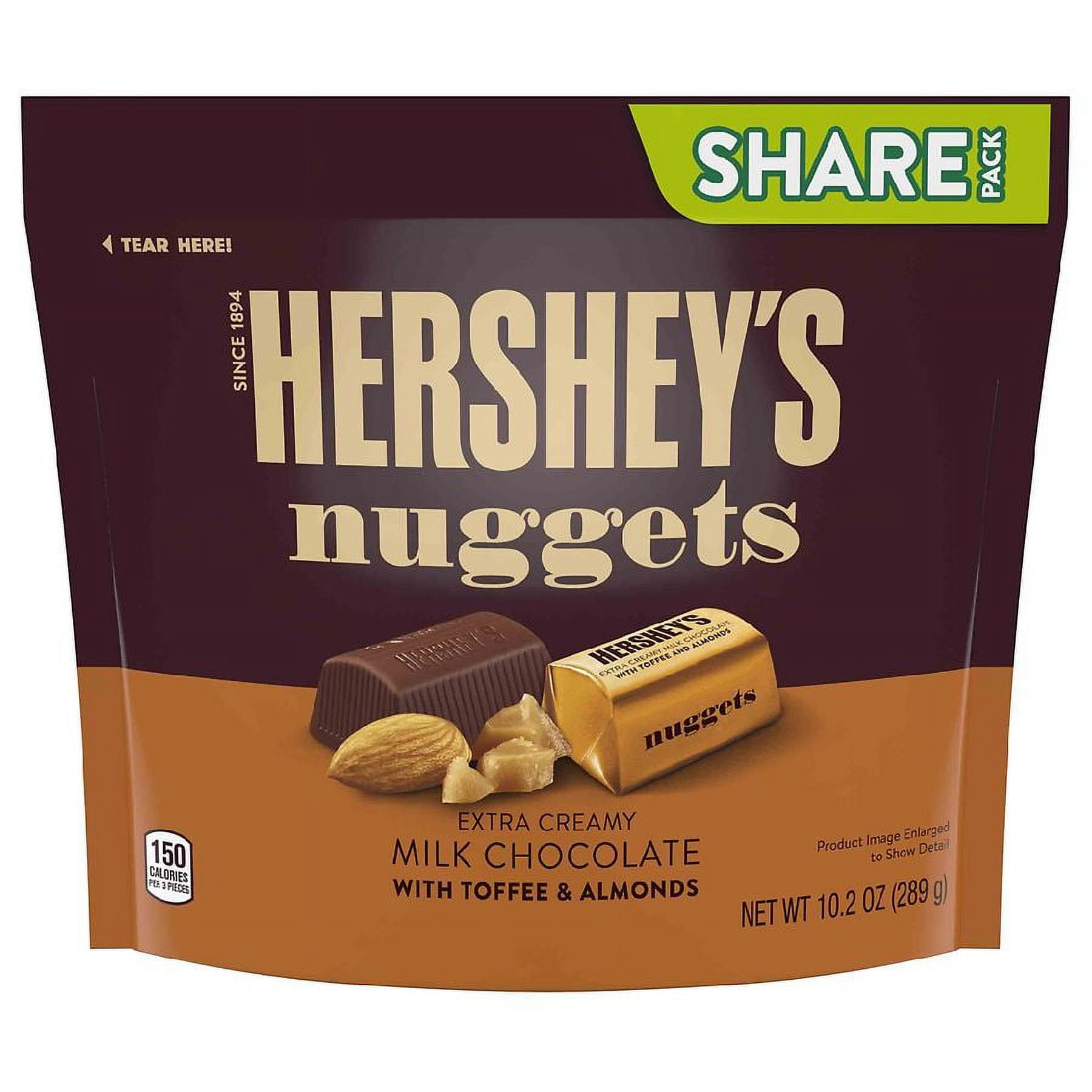 Hershey's Nuggets Extra Creamy Milk Chocolate with Toffee & Almonds, 10 ...