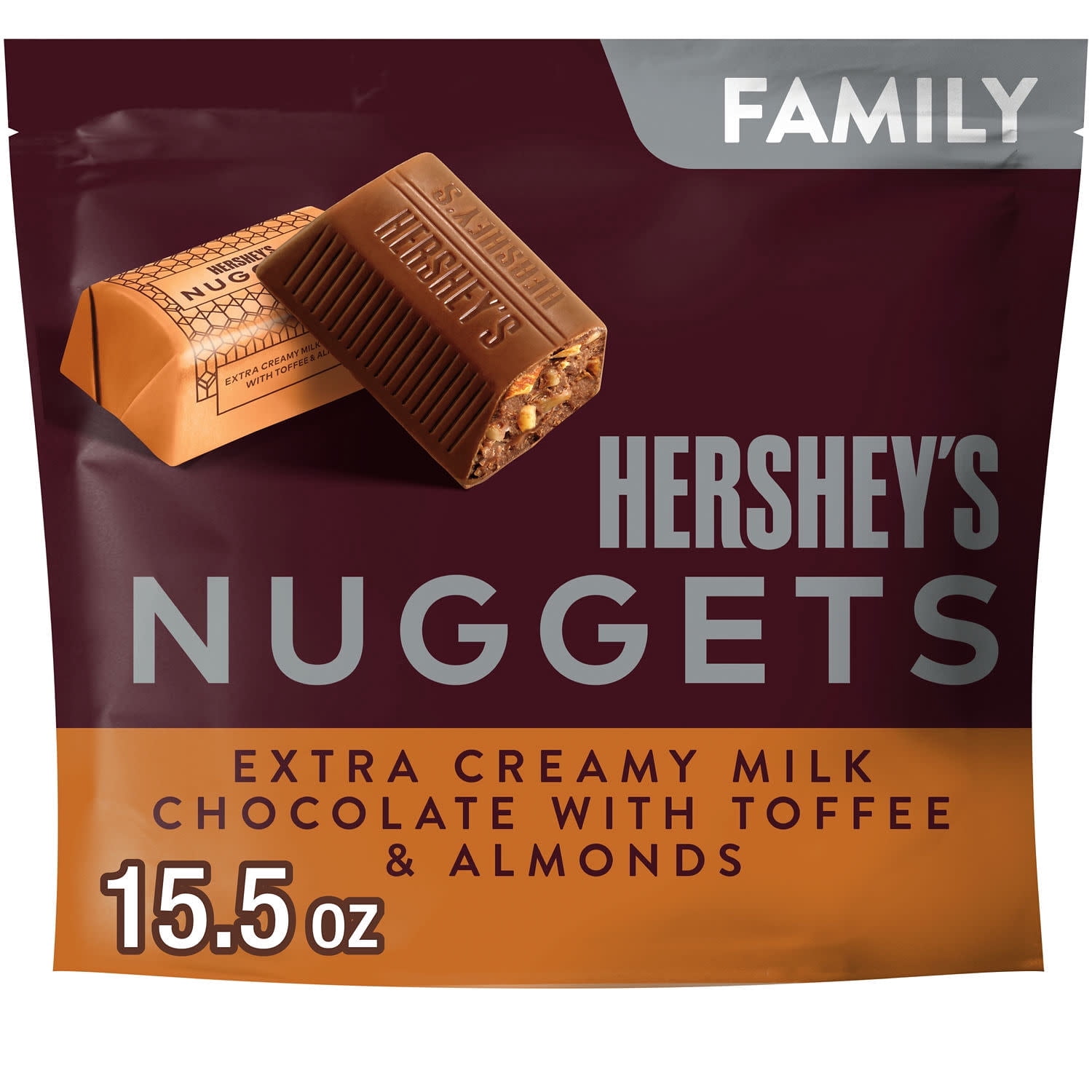 Hershey's Nuggets Milk Chocolate, Toffee and Almonds Candy, Family Pack ...
