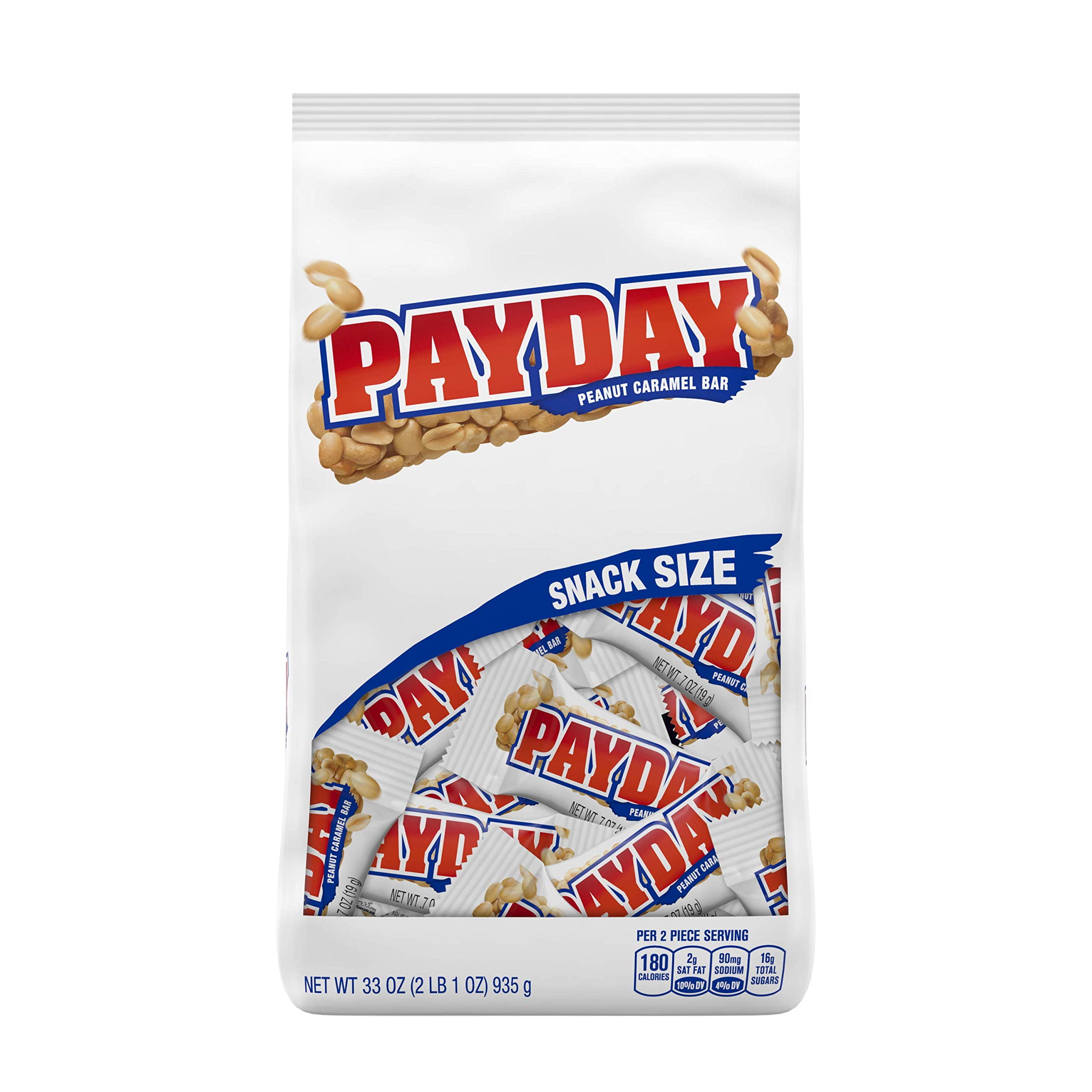 Hershey's Payday Peanut Caramel DMF15 Snacksize Candy Bar Jumbo Bag, 33 ...