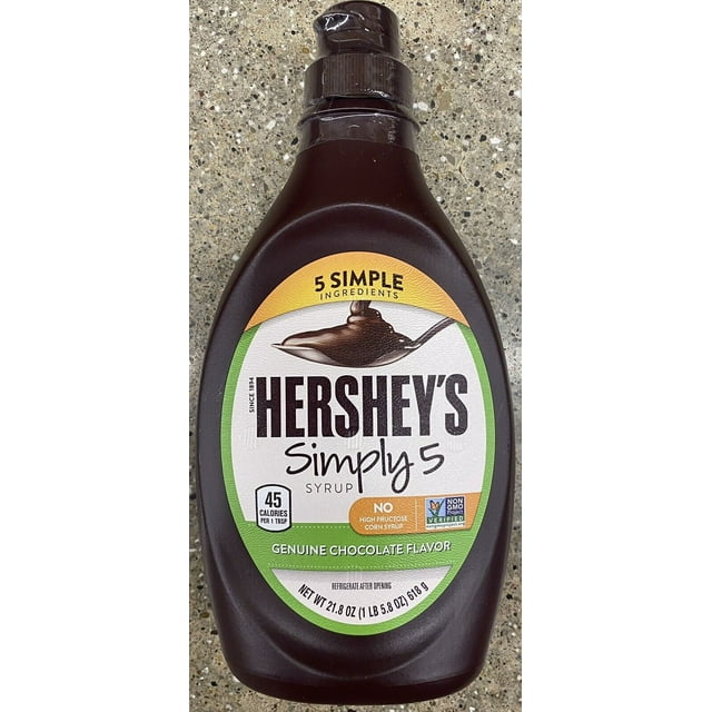 Hershey's SIMPLY 5 Genuine CHOCOLATE Flavor Syrup 21.8 Oz Bottle FREE ...