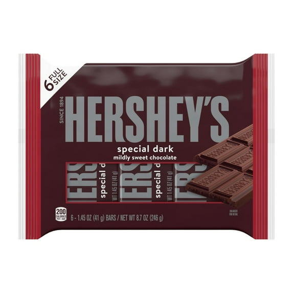 Hershey's Special Dark Mildly Sweet Chocolate Candy Bars 1.45 oz, Pack ...