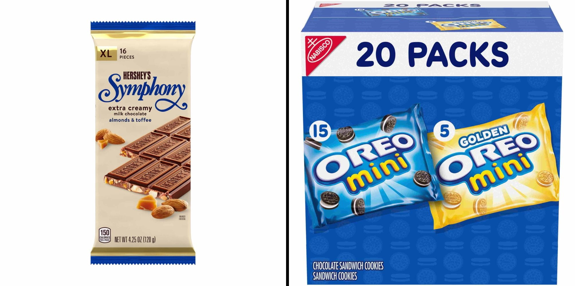Hershey's Symphony Milk Chocolate Almonds & Toffee XL 4.25 oz & OREO ...