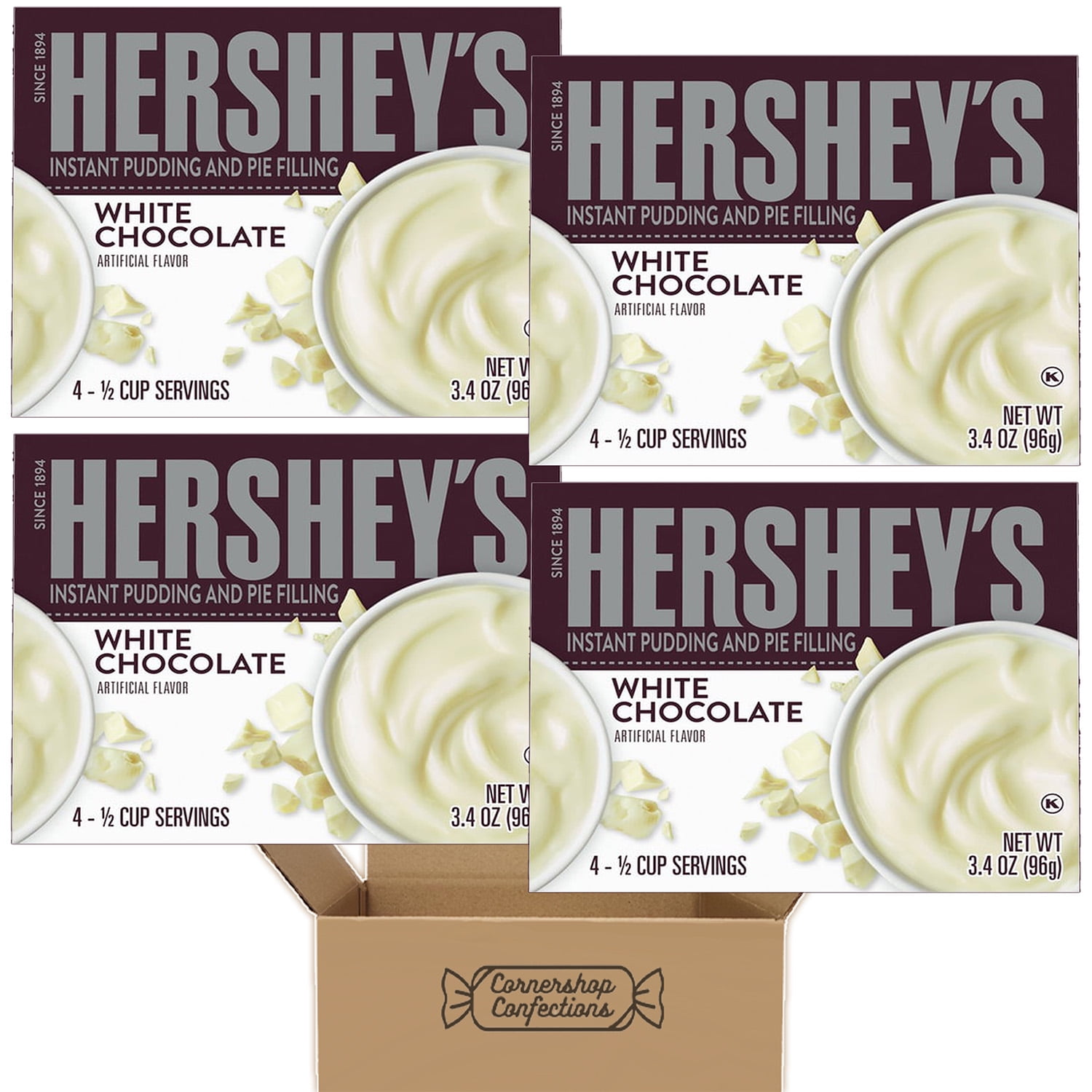 Hershey's White Chocolate Instant Pudding and Pie Filling 4 Box Bundle ...