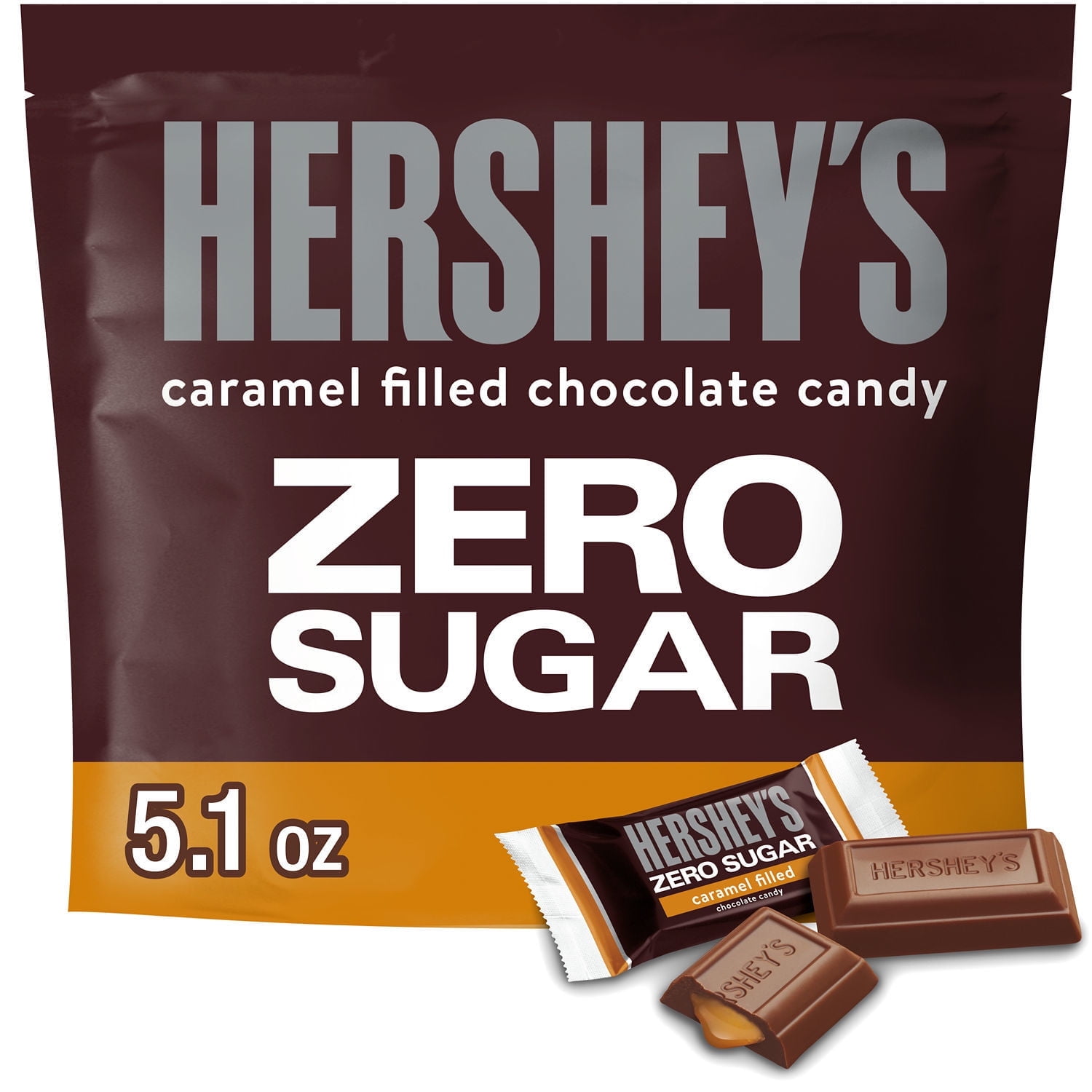 Hershey's Zero Sugar Caramel Filled Chocolate Candy,(1PACK), - Walmart ...