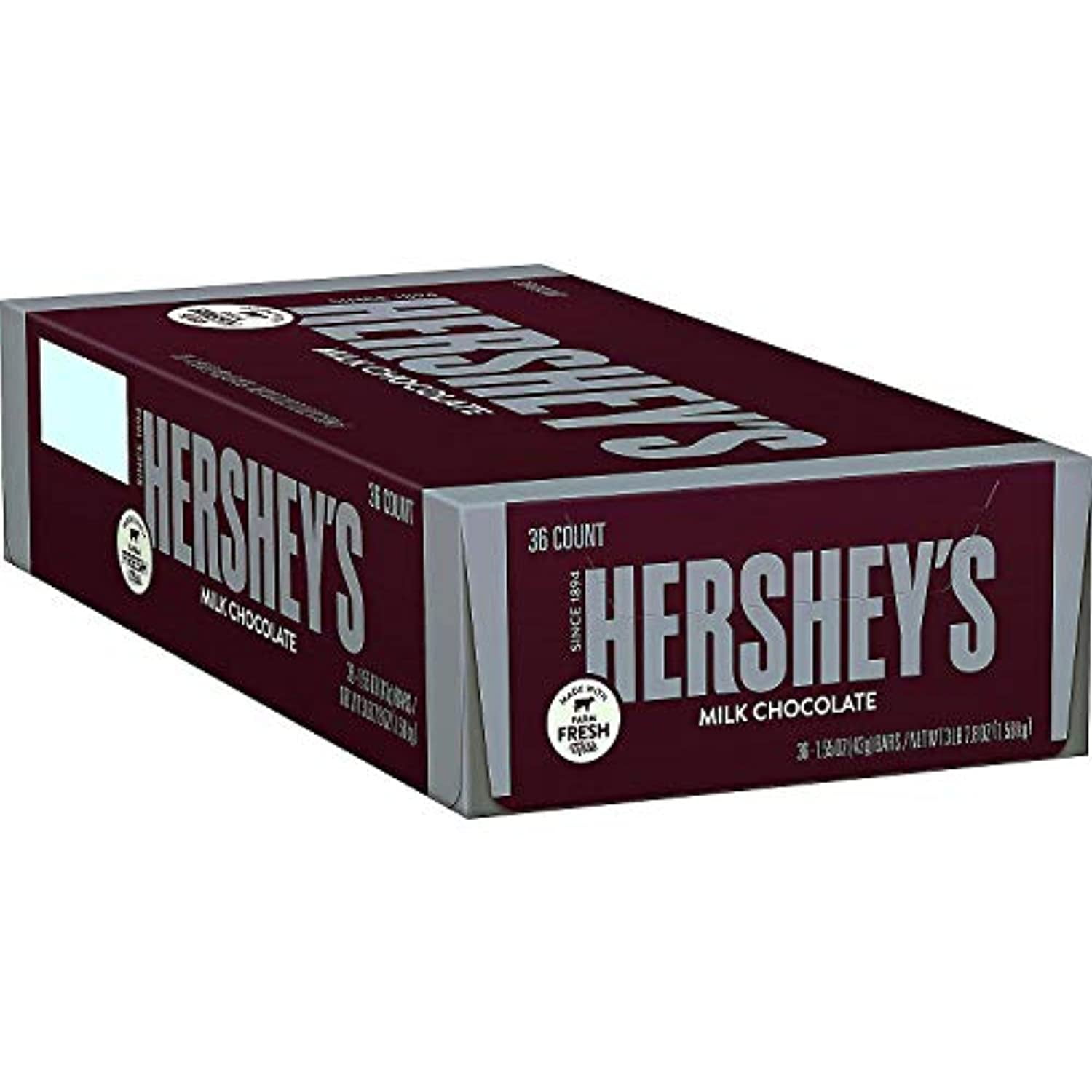 Hersheys Milk Chocolate Candy Wrapped Bars - 36 Count Box - Walmart.com