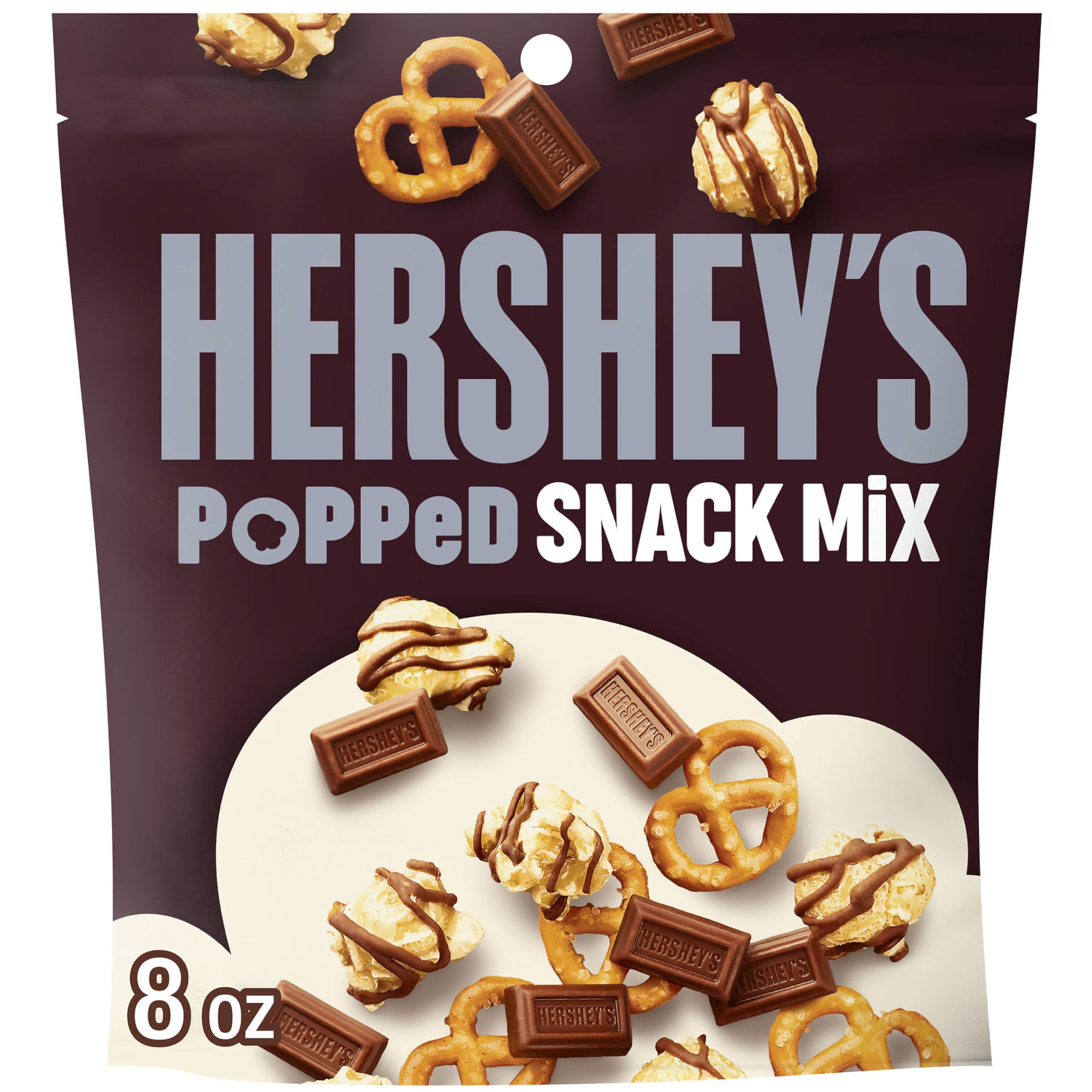 Hersheys Milk Chocolate Popcorn And Pretzel Popped Snack Mix Bag 8 Oz Packaging May Vary