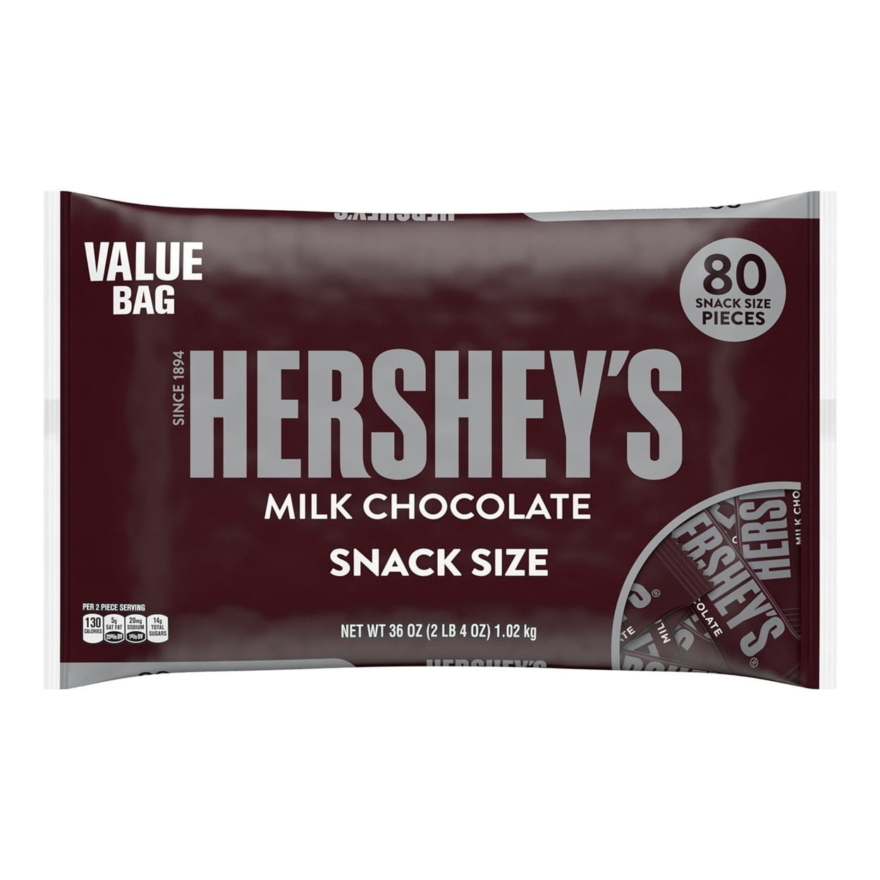 Hersheys Classic Milk Chocolate Snack Size Bars, 80 Count, 36 Ounce ...