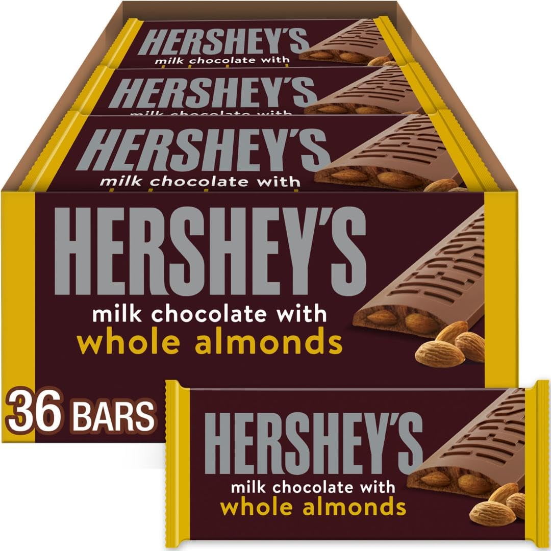 Hersheys Milk Chocolate With Whole Almonds Candy Bars, 1.45 Oz (36 ...